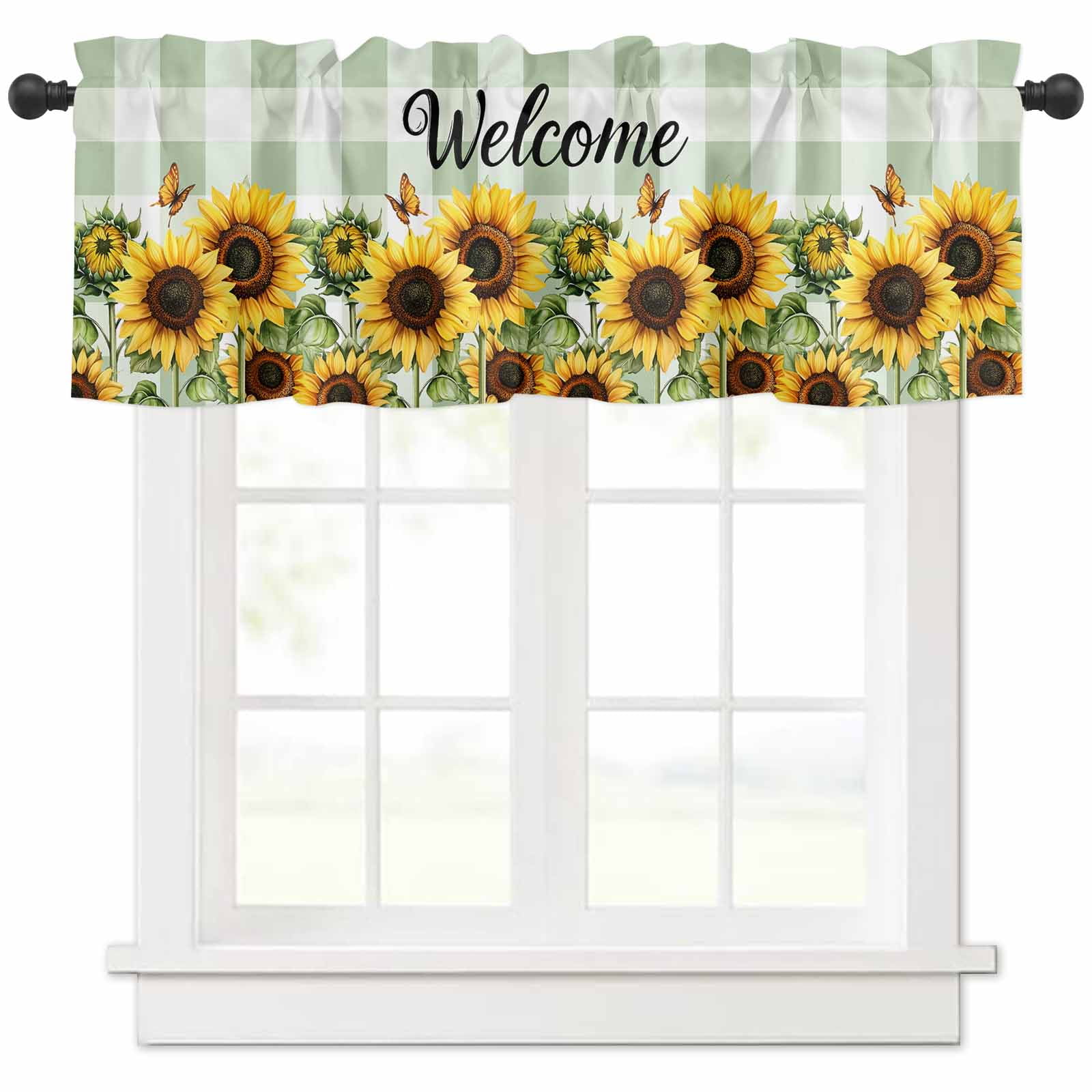 nqOlkjepod Sunflower Farmhouse Short Window Curtain Valances, Summer ...