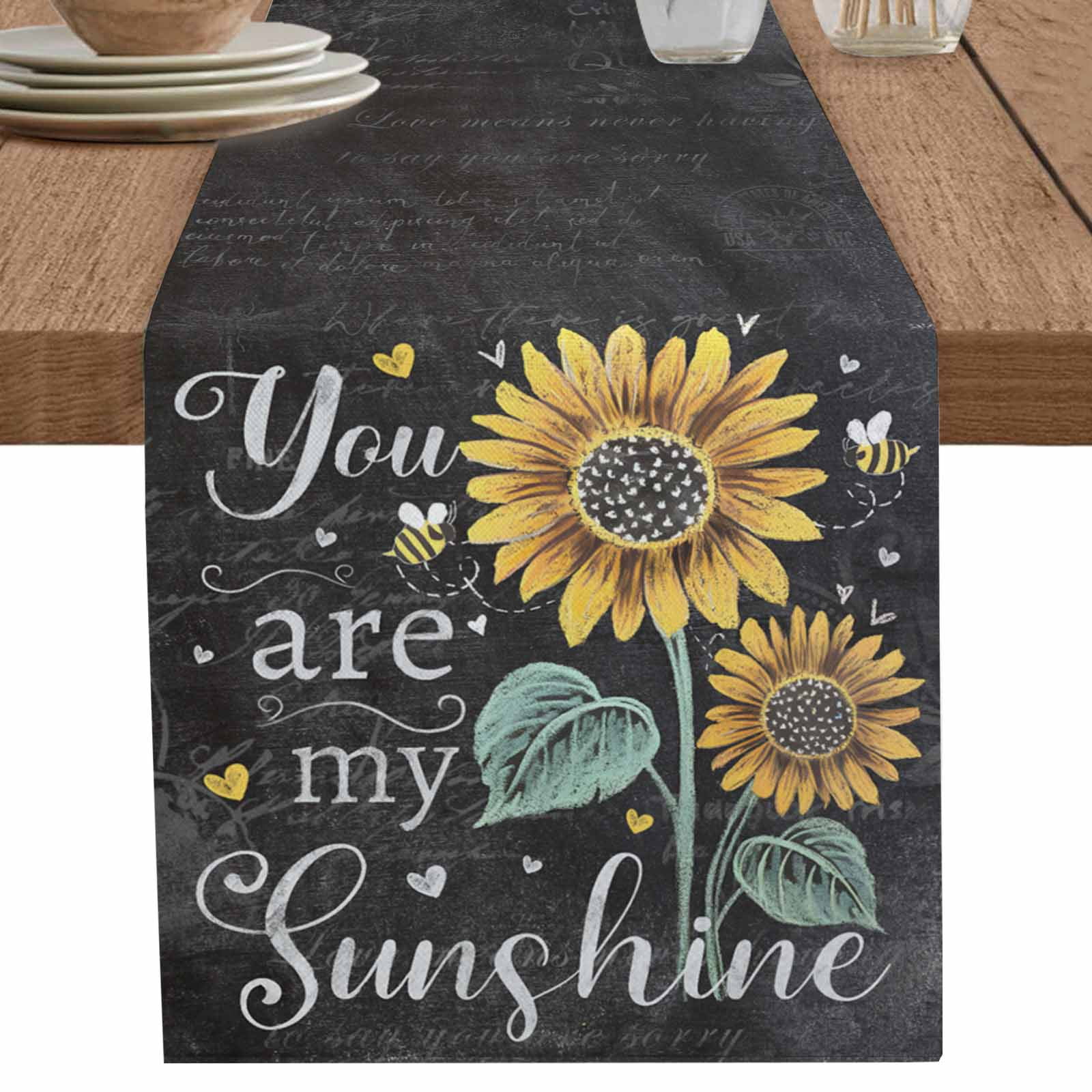 nqOlkjepod Sunflower Farmhouse Table Runner 72 Inches Long Farmhouse ...
