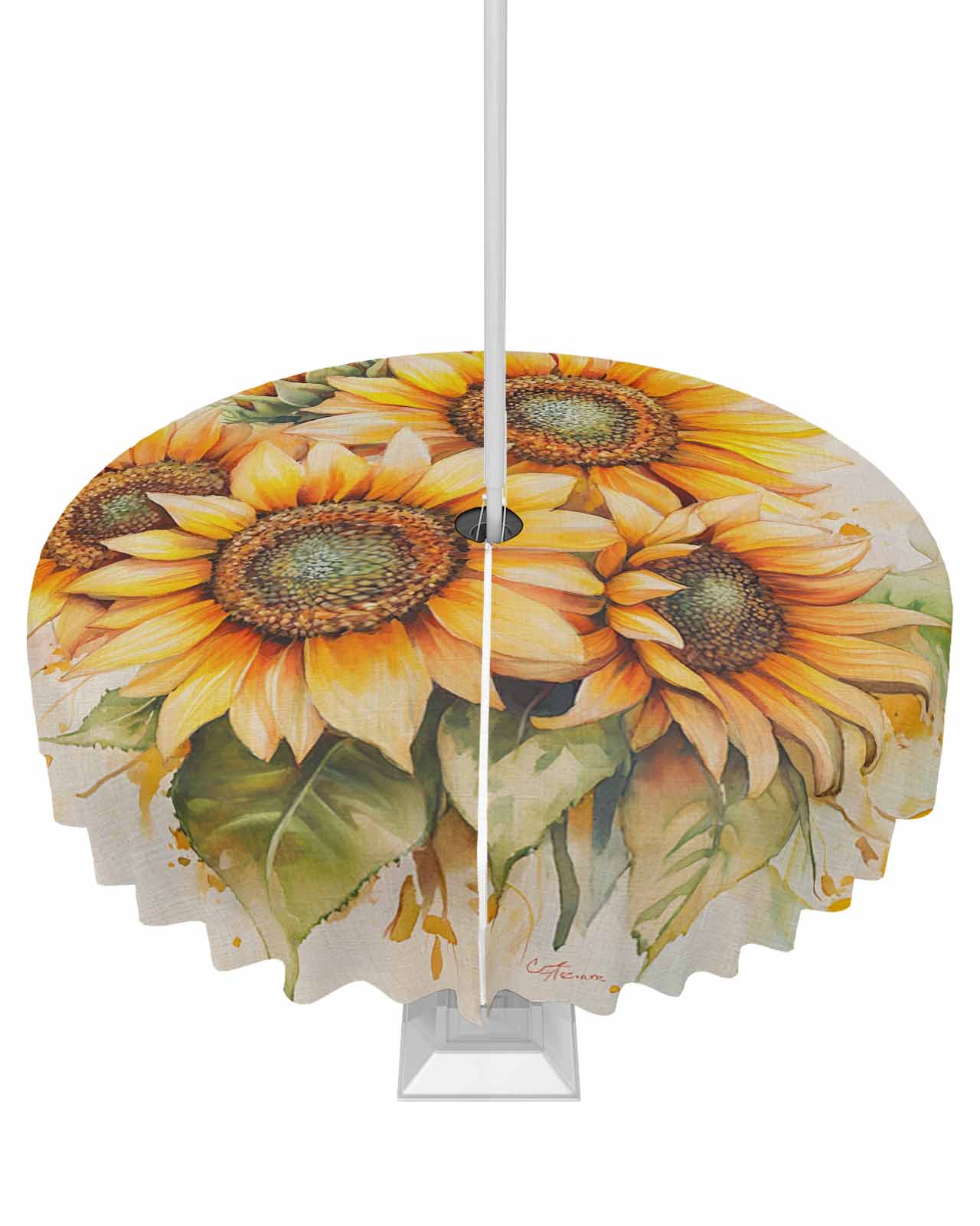 nqOlkjepod Sunflower Outdoor Tablecloth with Umbrella Hole & Zipper ...
