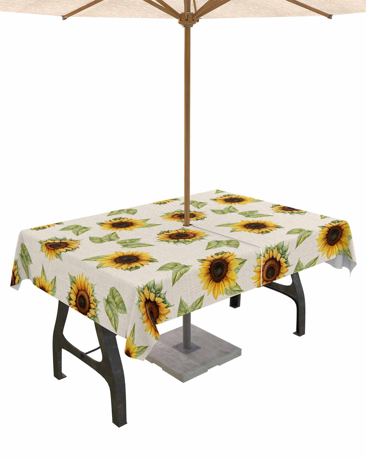 nqOlkjepod Sunflower Outdoor Tablecloth with Umbrella Hole & Zipper ...
