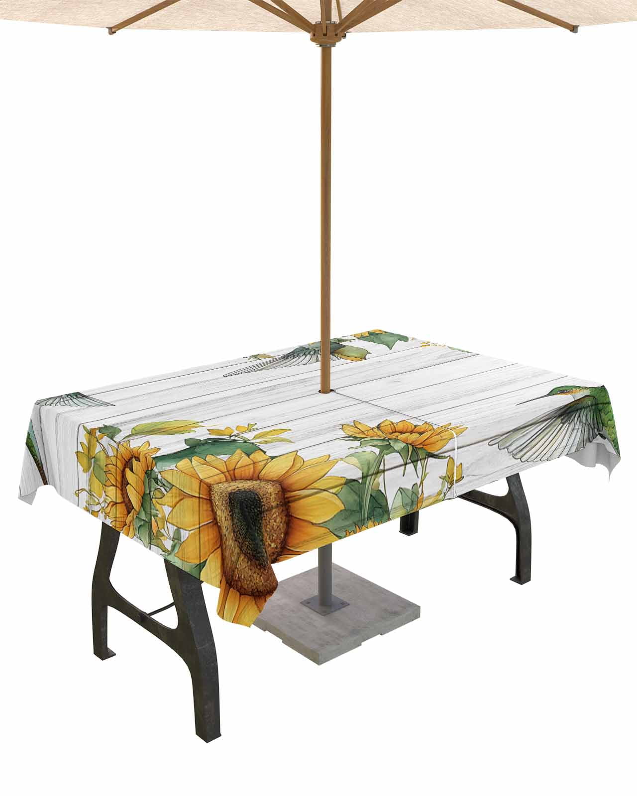 nqOlkjepod Sunflower Outdoor Tablecloth with Umbrella Hole & Zipper ...