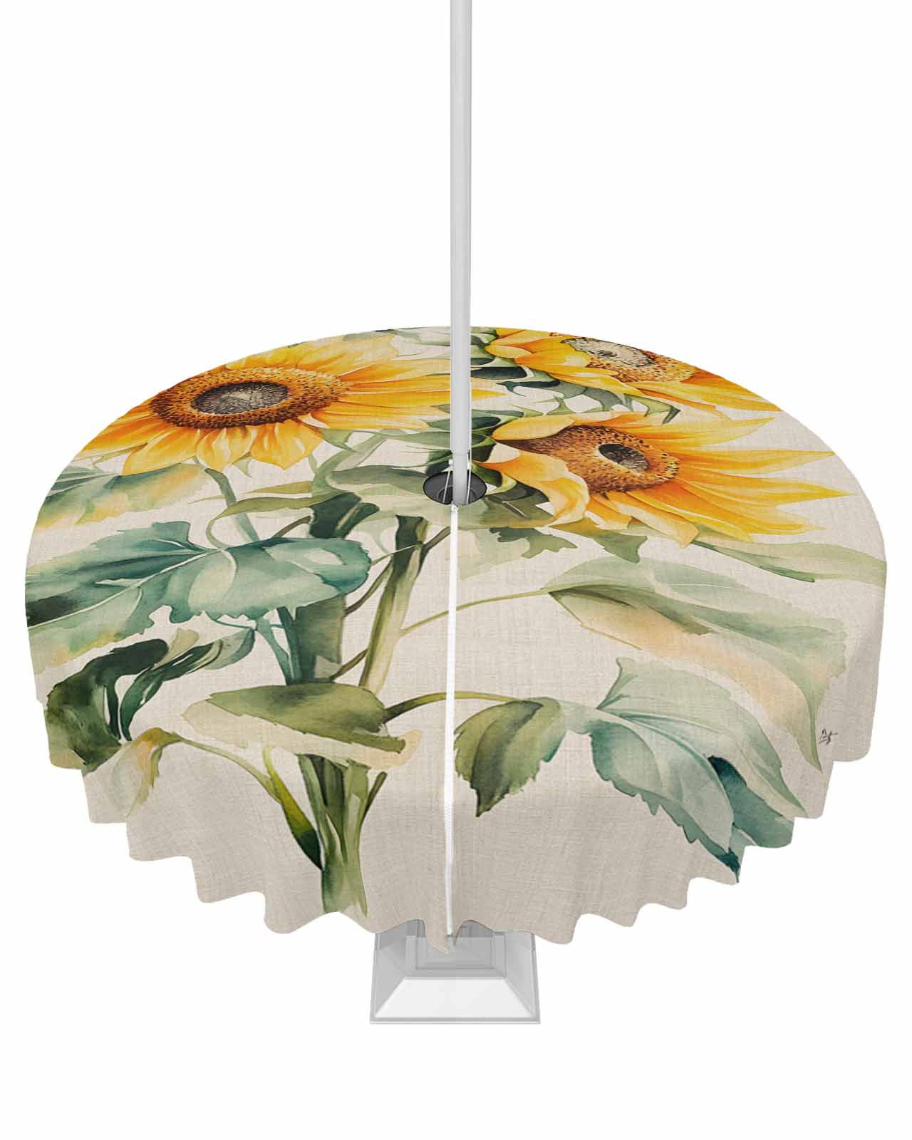 nqOlkjepod Sunflower Outdoor Tablecloth with Umbrella Hole & Zipper ...