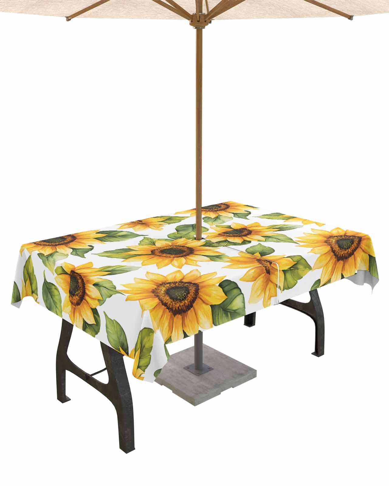 nqOlkjepod Sunflower Outdoor Tablecloth with Umbrella Hole & Zipper ...