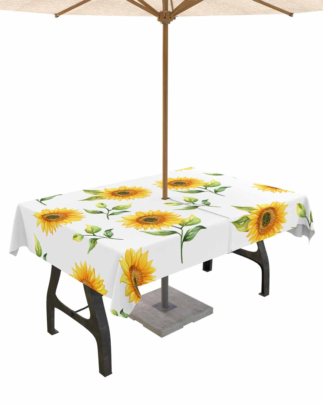 nqOlkjepod Sunflower Outdoor Tablecloth with Umbrella Hole & Zipper ...