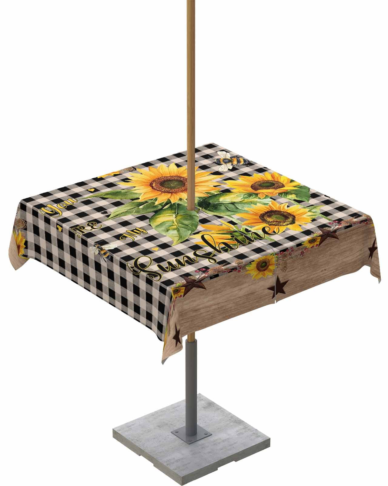 nqOlkjepod Sunflower Plaid Outdoor Tablecloth with Umbrella Hole ...