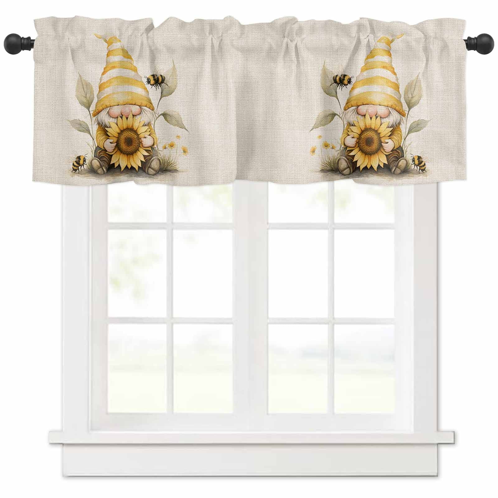 nqOlkjepod Sunflower Retro Farmhouse Short Window Curtain Valances ...