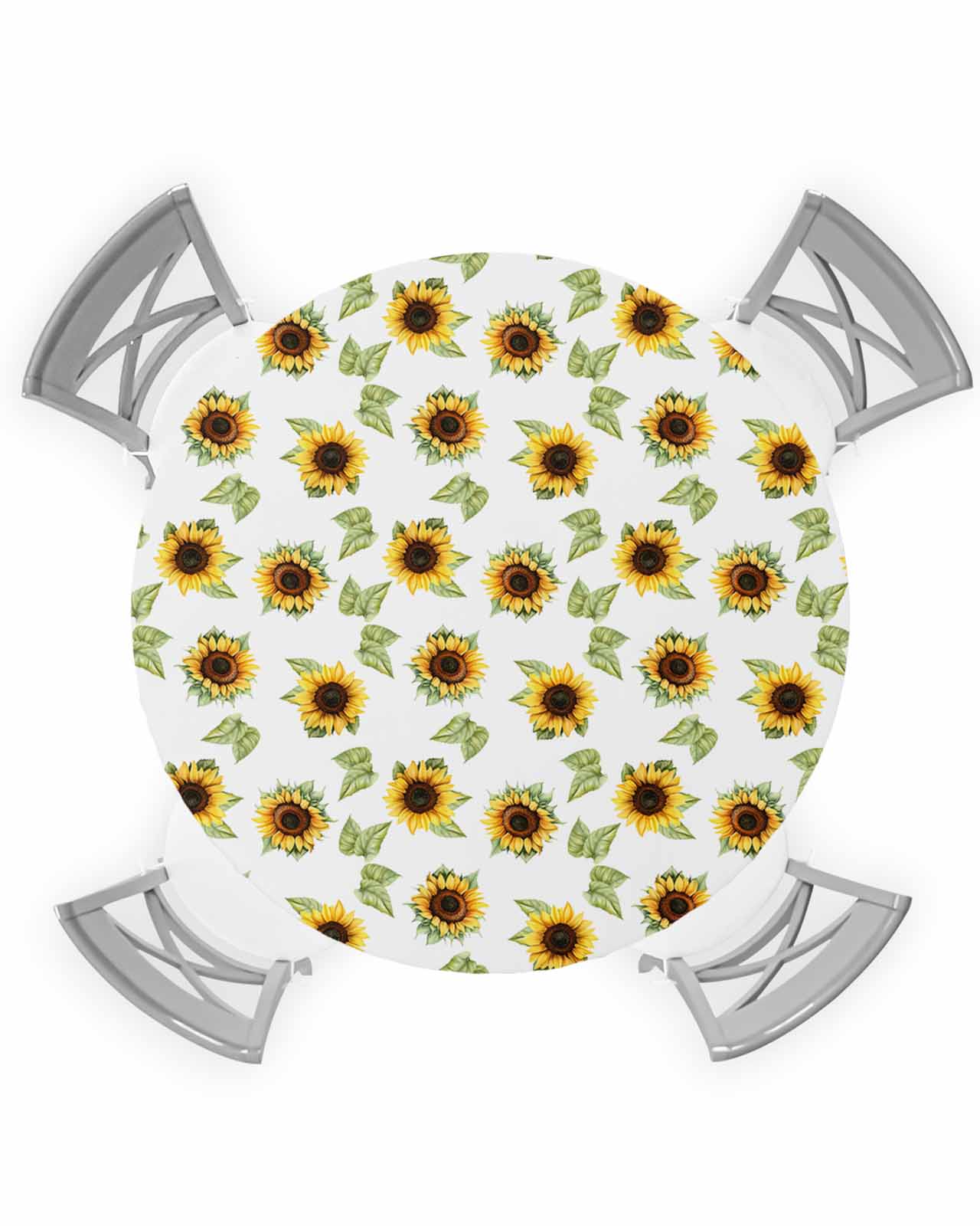 nqOlkjepod Sunflower Round Tablecloth, Fitted Table Cover with Elastic ...