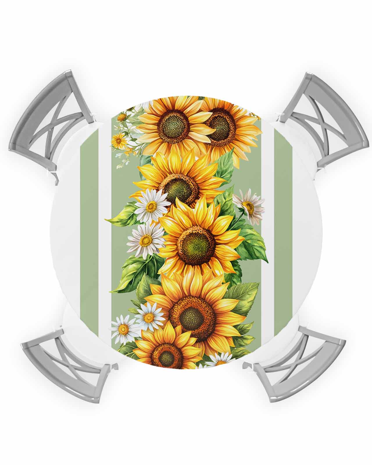 nqOlkjepod Sunflower Round Tablecloth, Fitted Table Cover with Elastic ...