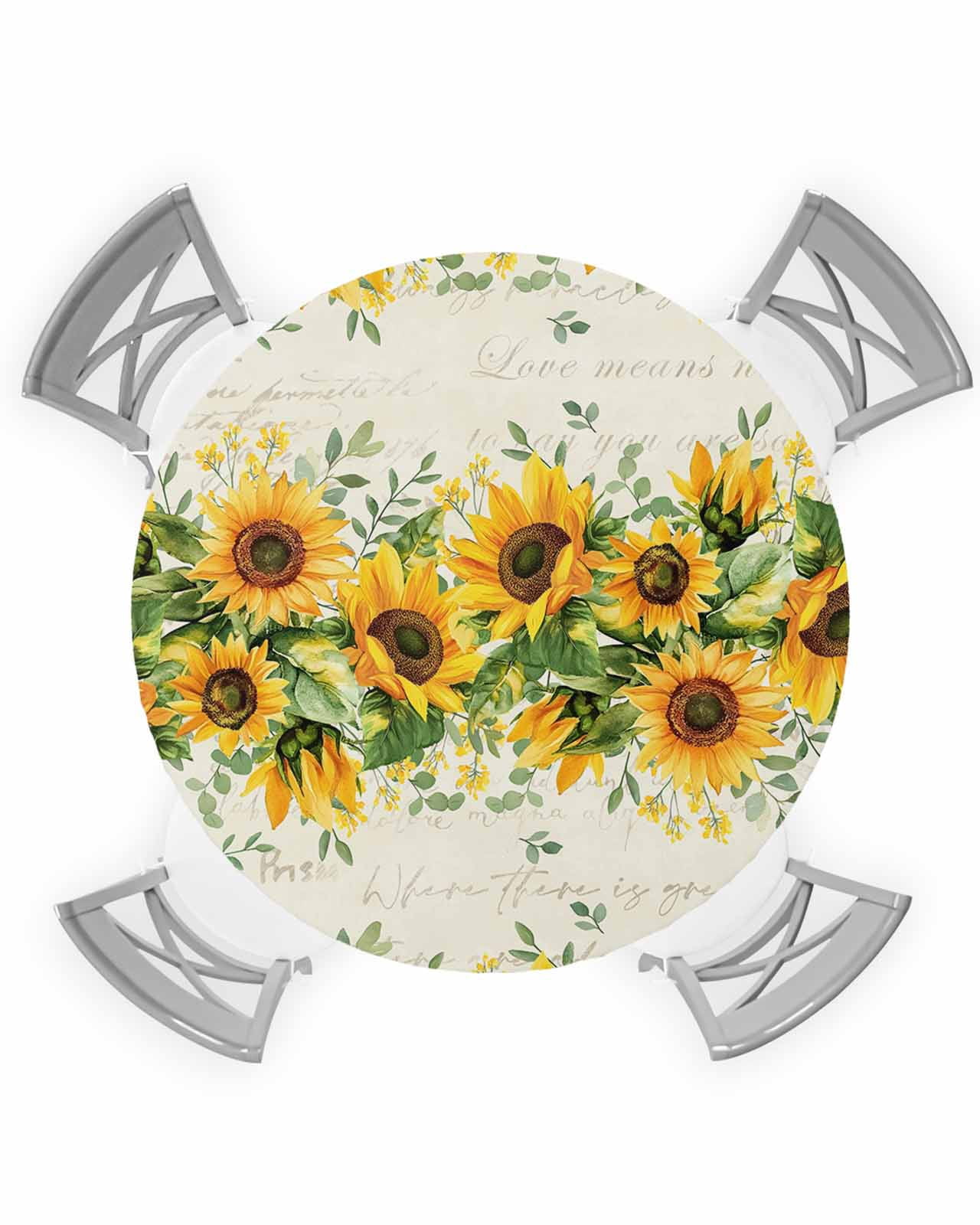 nqOlkjepod Sunflower Round Tablecloth, Fitted Table Cover with Elastic ...