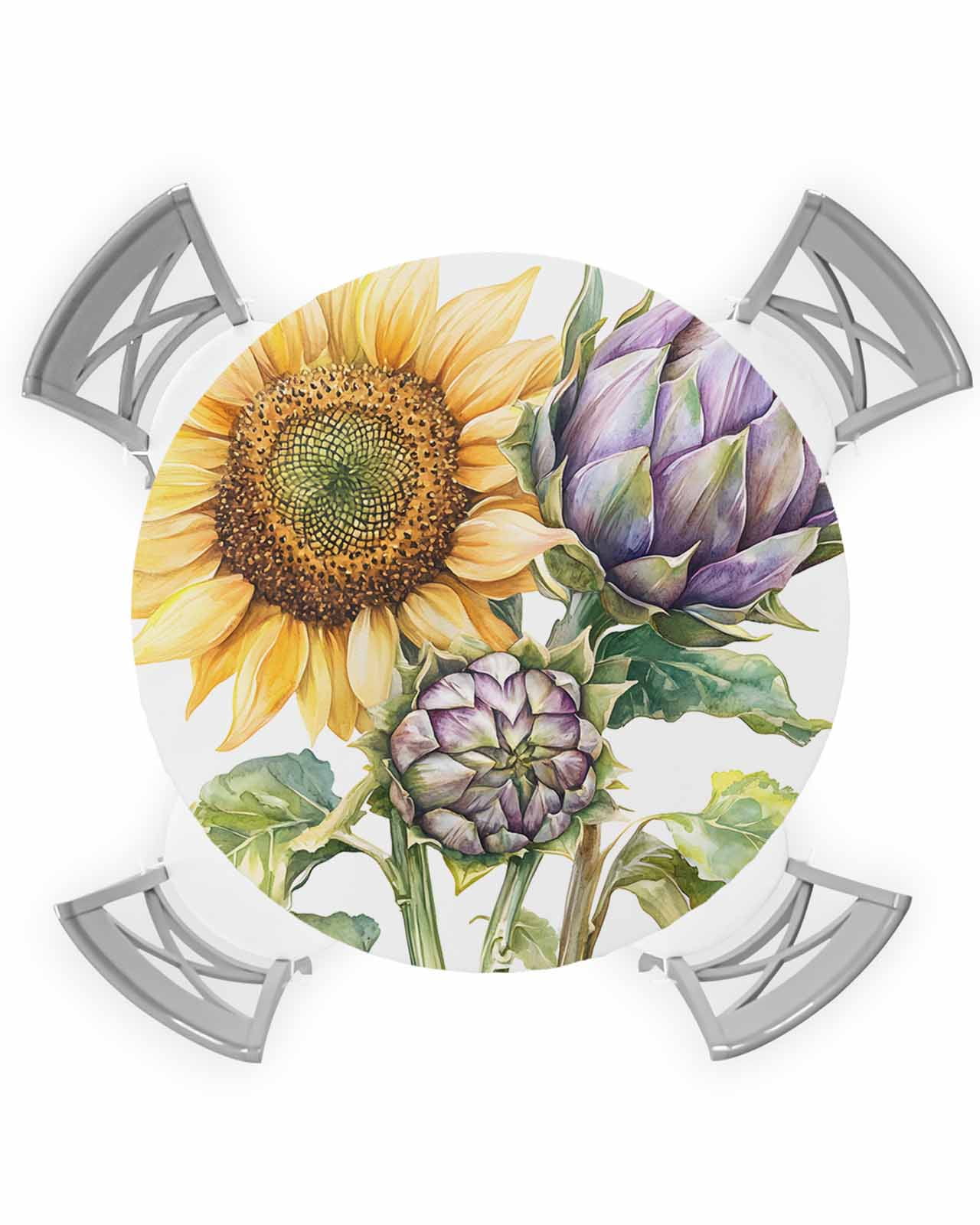 nqOlkjepod Sunflower Round Tablecloth, Fitted Table Cover with Elastic ...