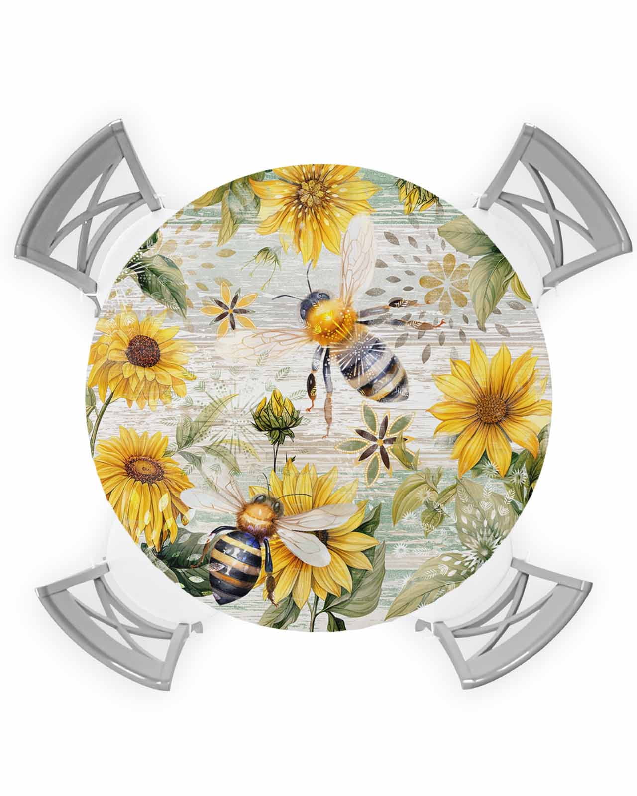 nqOlkjepod Sunflower Round Tablecloth, Fitted Table Cover with Elastic ...