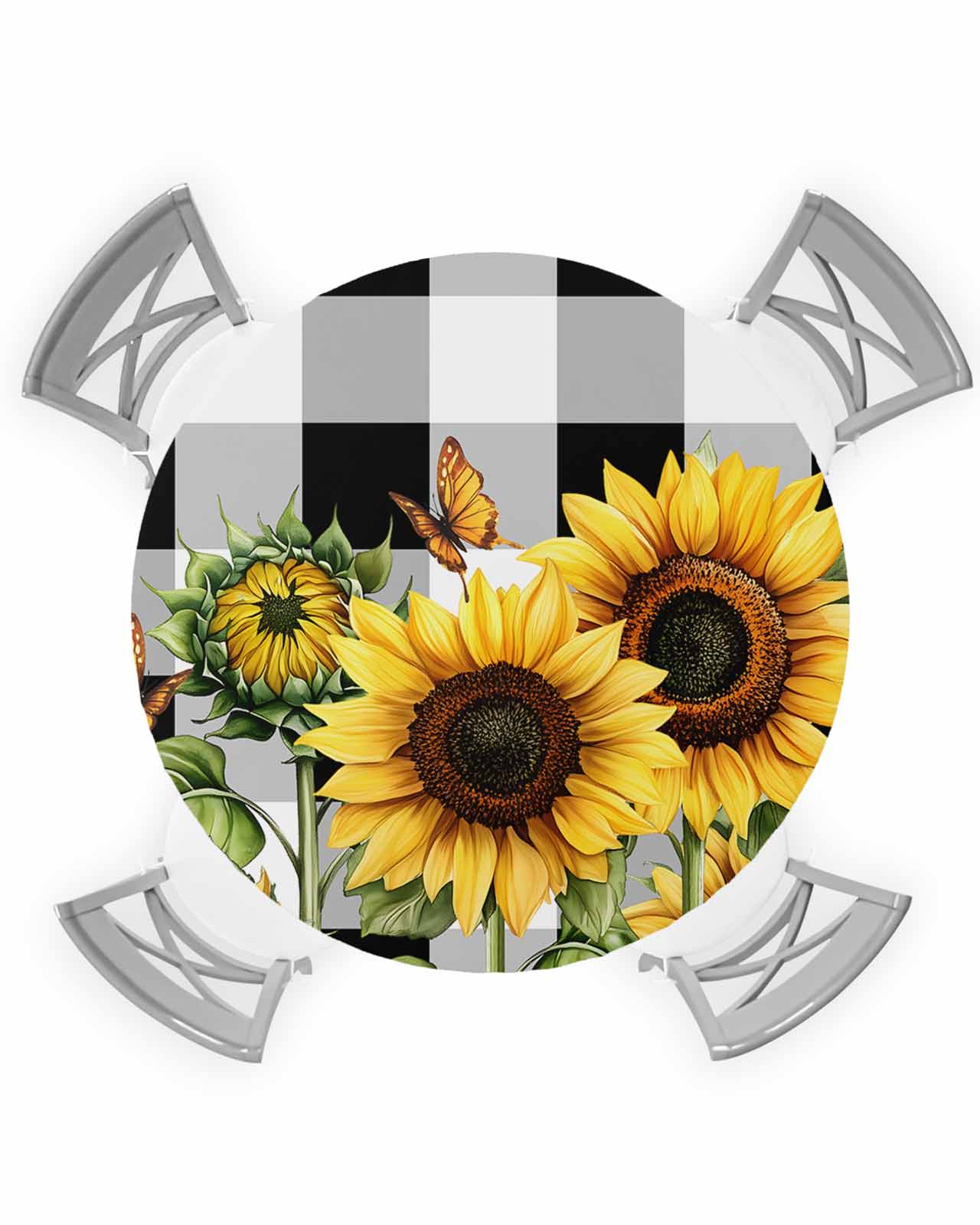 nqOlkjepod Sunflower Round Tablecloth, Fitted Table Cover with Elastic ...