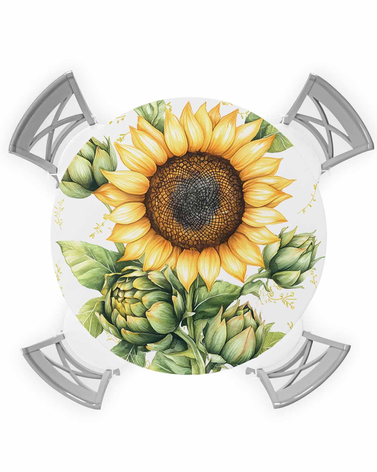 nqOlkjepod Sunflower Round Tablecloth, Fitted Table Cover with Elastic ...