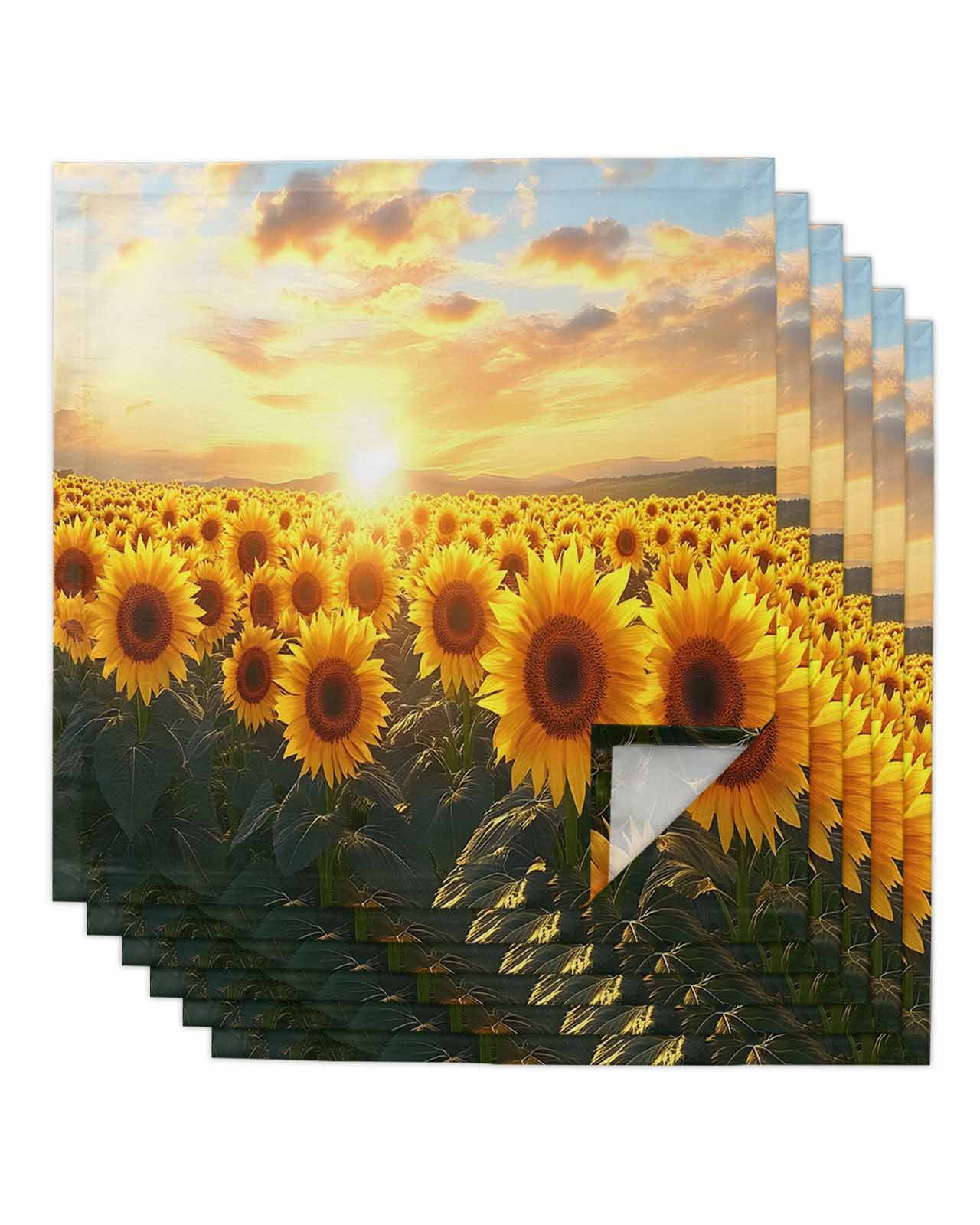 nqOlkjepod Sunflower Summer Cloth Napkins Set of 6 Reusable Dinner ...