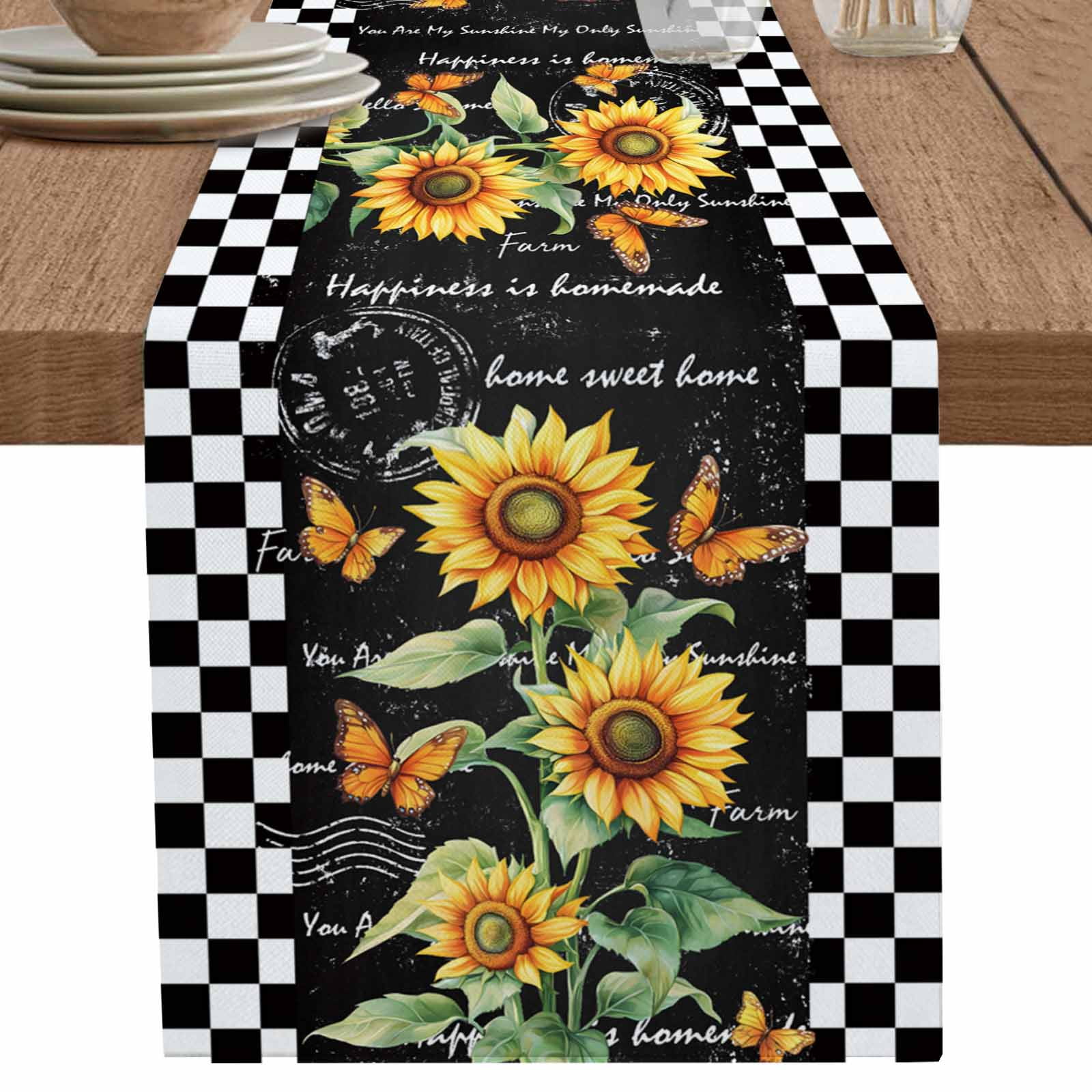 nqOlkjepod Sunflower Table Runner 36 Inches Long Farmhouse Dress ...