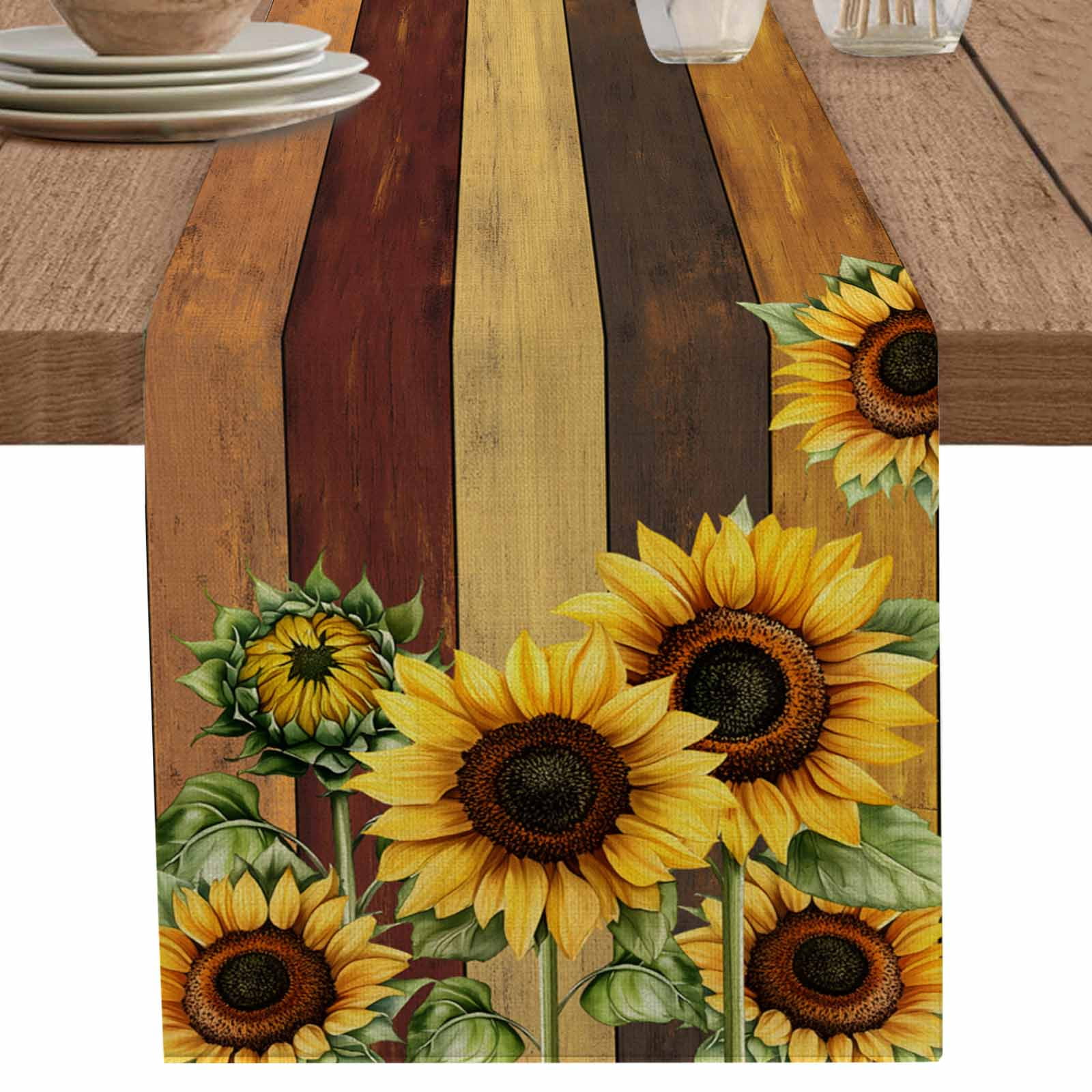nqOlkjepod Sunflower Table Runner 72 Inches Long Farmhouse Dress ...