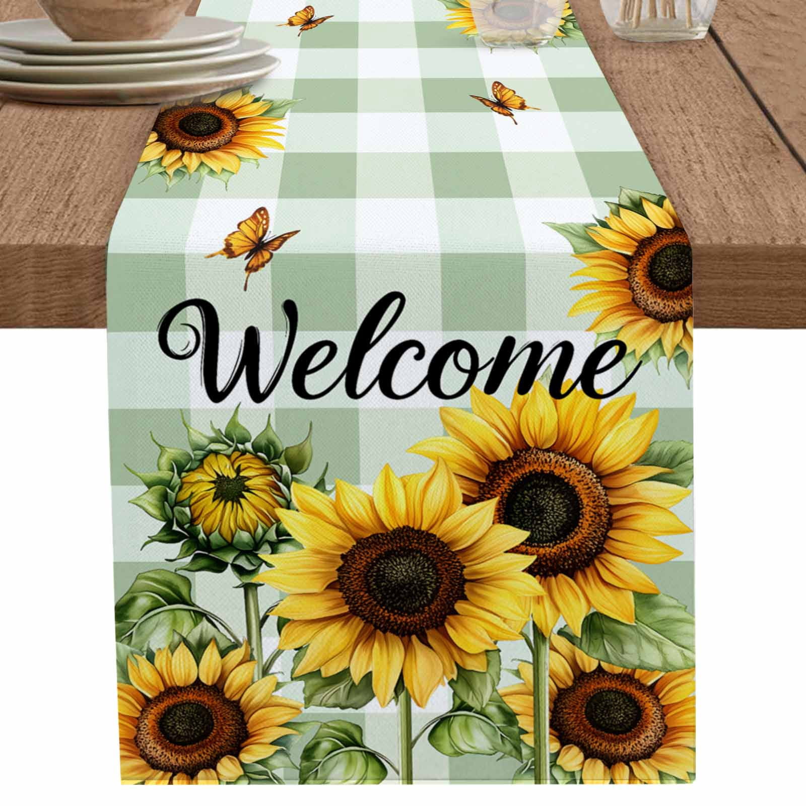 nqOlkjepod Sunflower Table Runner 72 Inches Long Farmhouse Dress ...
