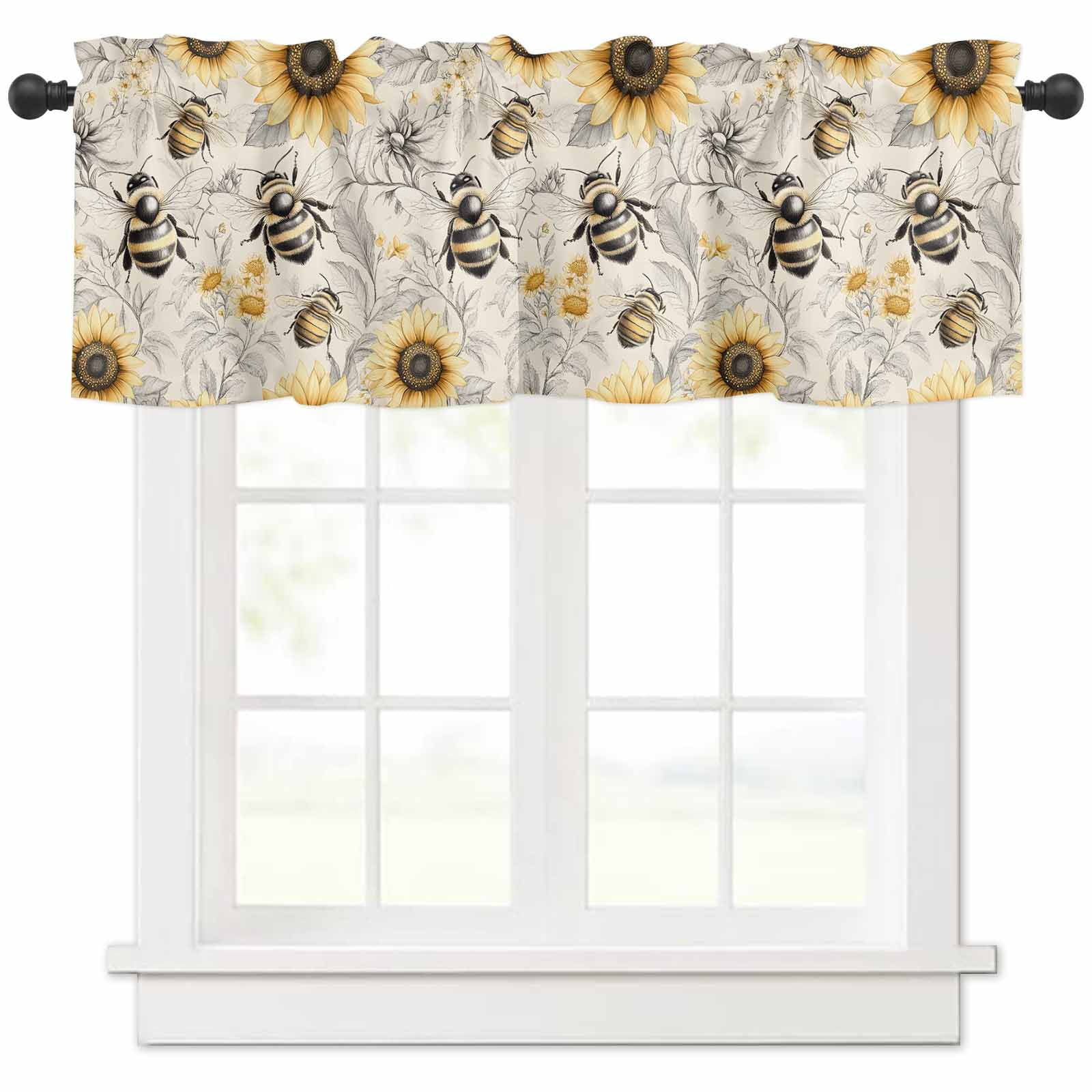 nqOlkjepod Sunflowers Farmhouse Short Window Curtain Valances, Spring ...