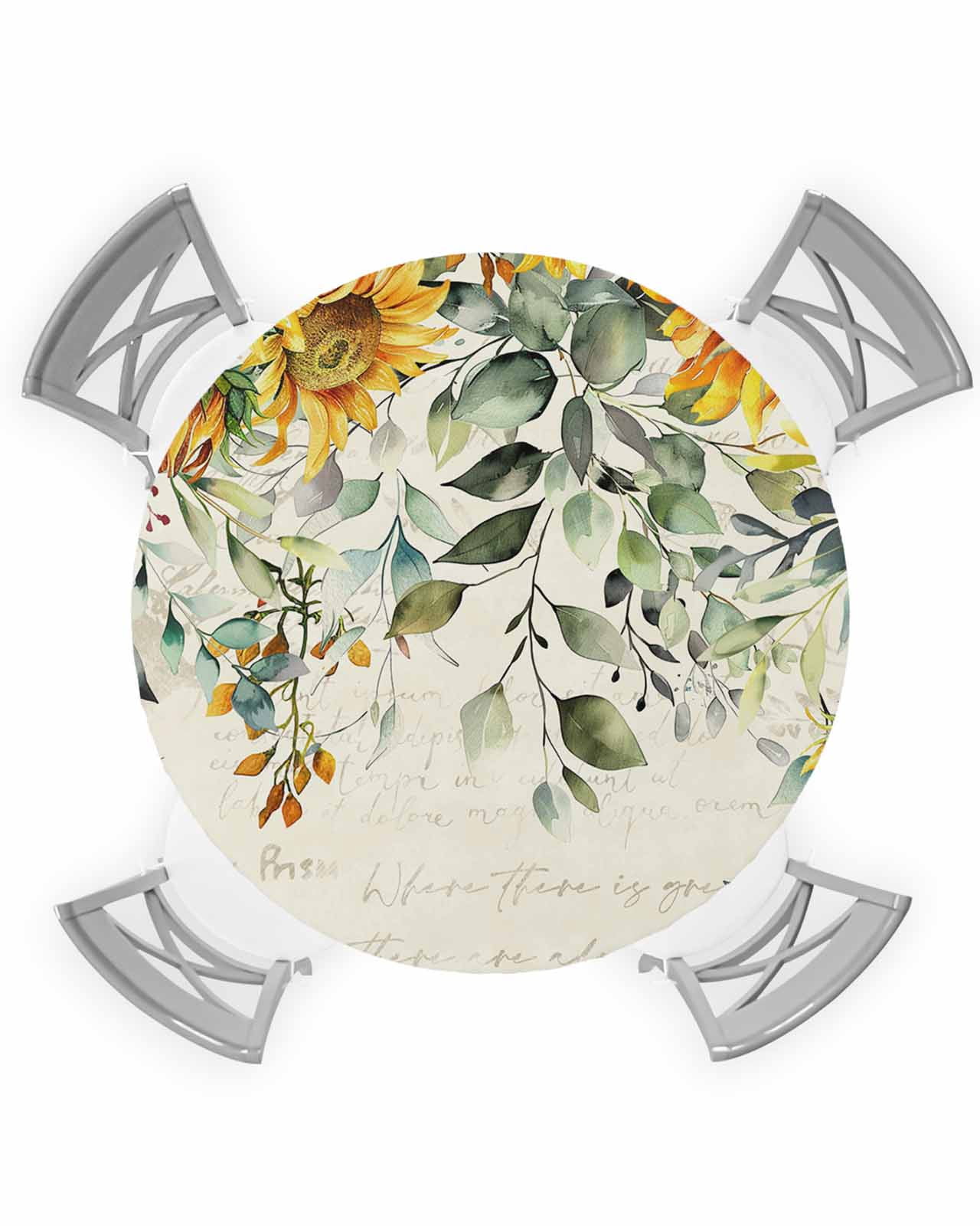nqOlkjepod Sunflowers Round Tablecloth, Fitted Table Cover with Elastic ...
