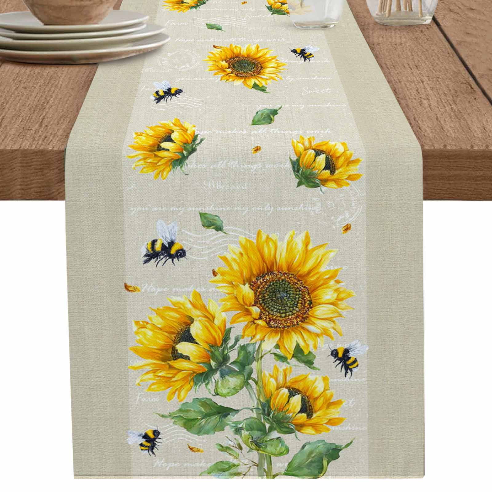 nqOlkjepod Sunflowers Table Runner 108 Inches Long Farmhouse Dress ...
