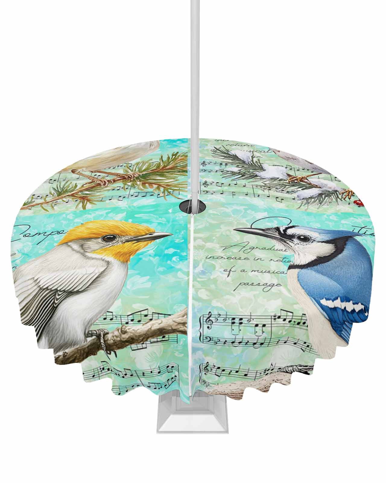 nqOlkjepod Teal Blue Birds Outdoor Tablecloth with Umbrella Hole ...