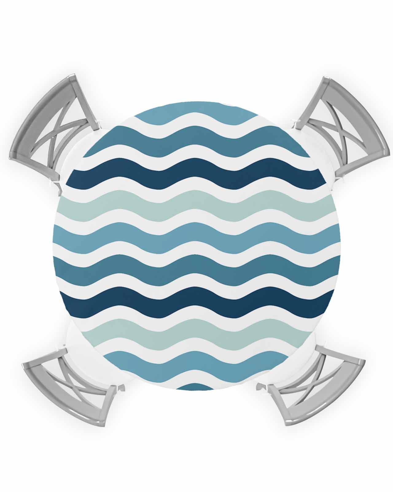 nqOlkjepod Teal Blue Stripes Ombre Round Tablecloth, Fitted Table Cover ...