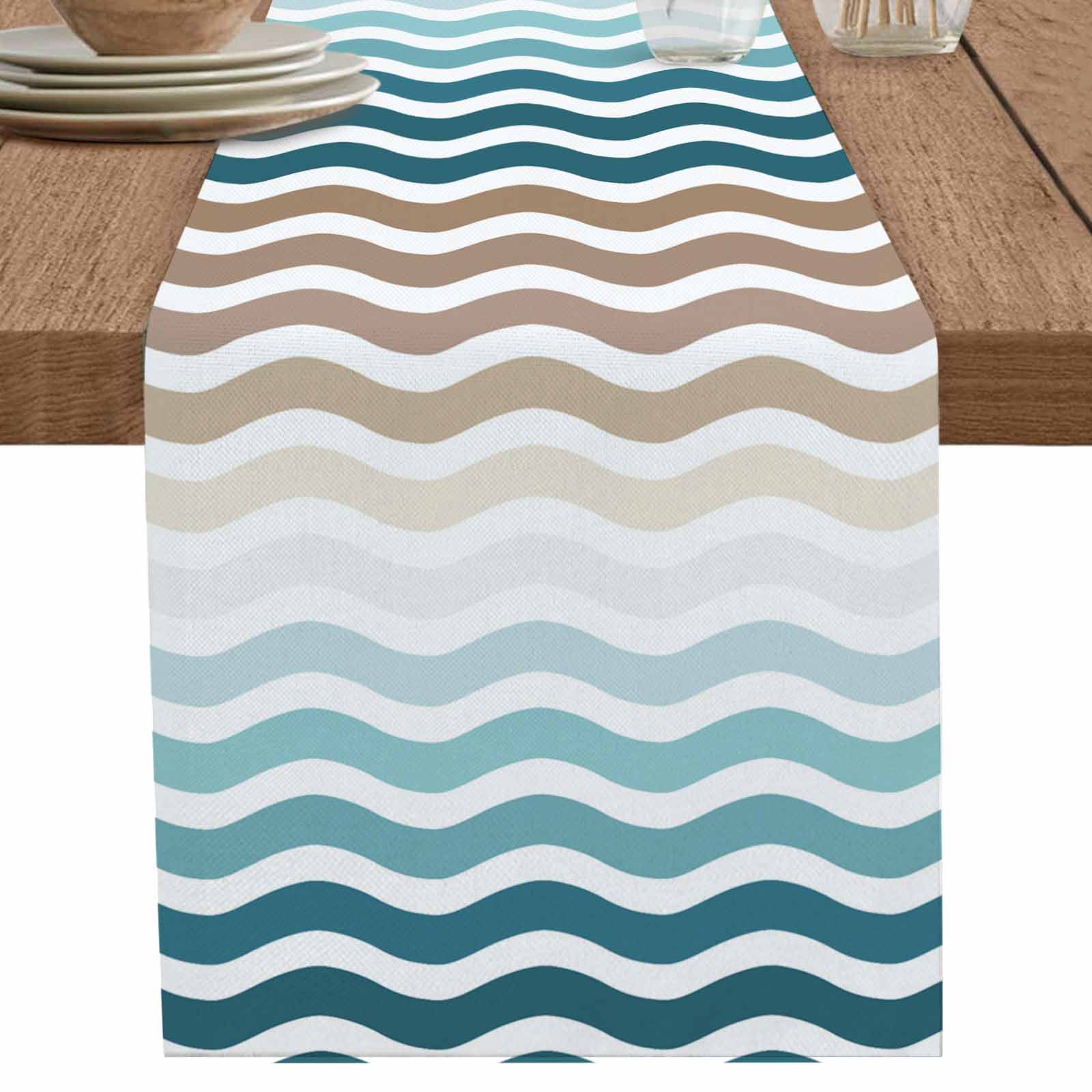 nqOlkjepod Teal Brown Ombre Table Runner 72 Inches Long Farmhouse Dress ...