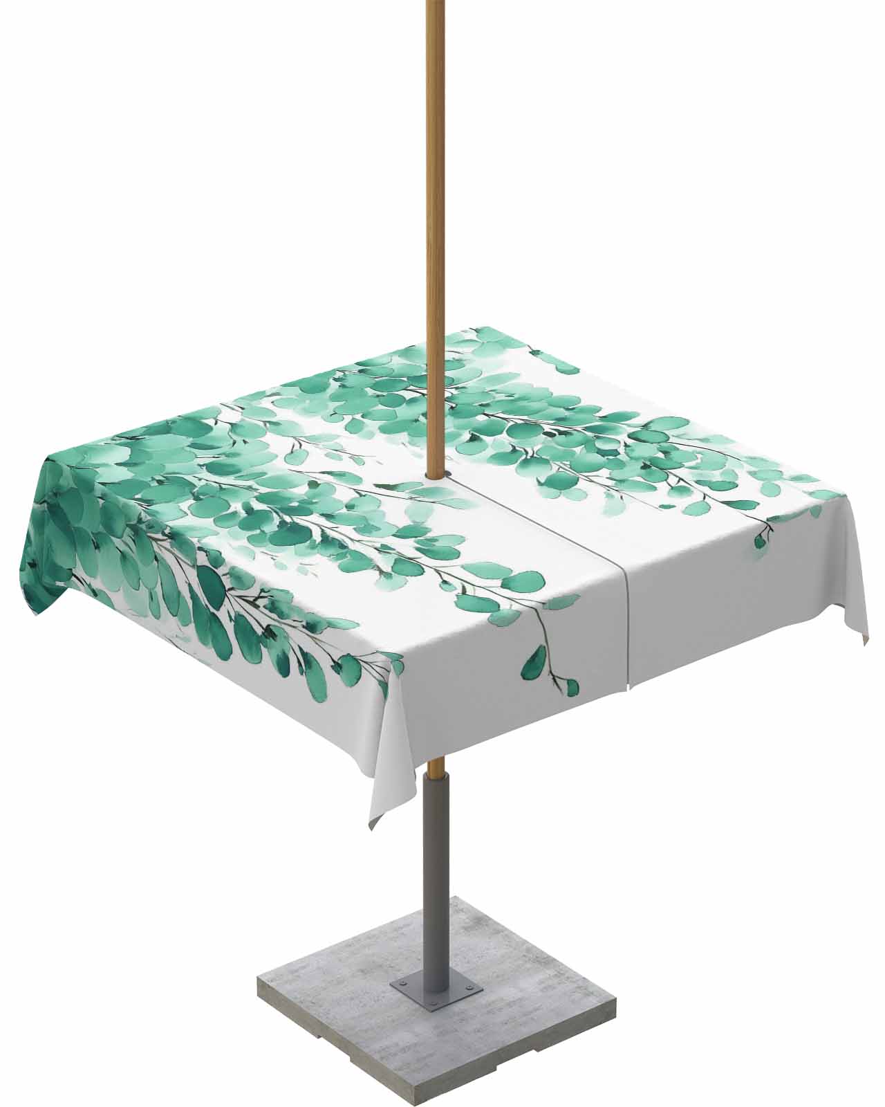 nqOlkjepod Teal Eucalyptus Leaves Outdoor Tablecloth with Umbrella Hole ...