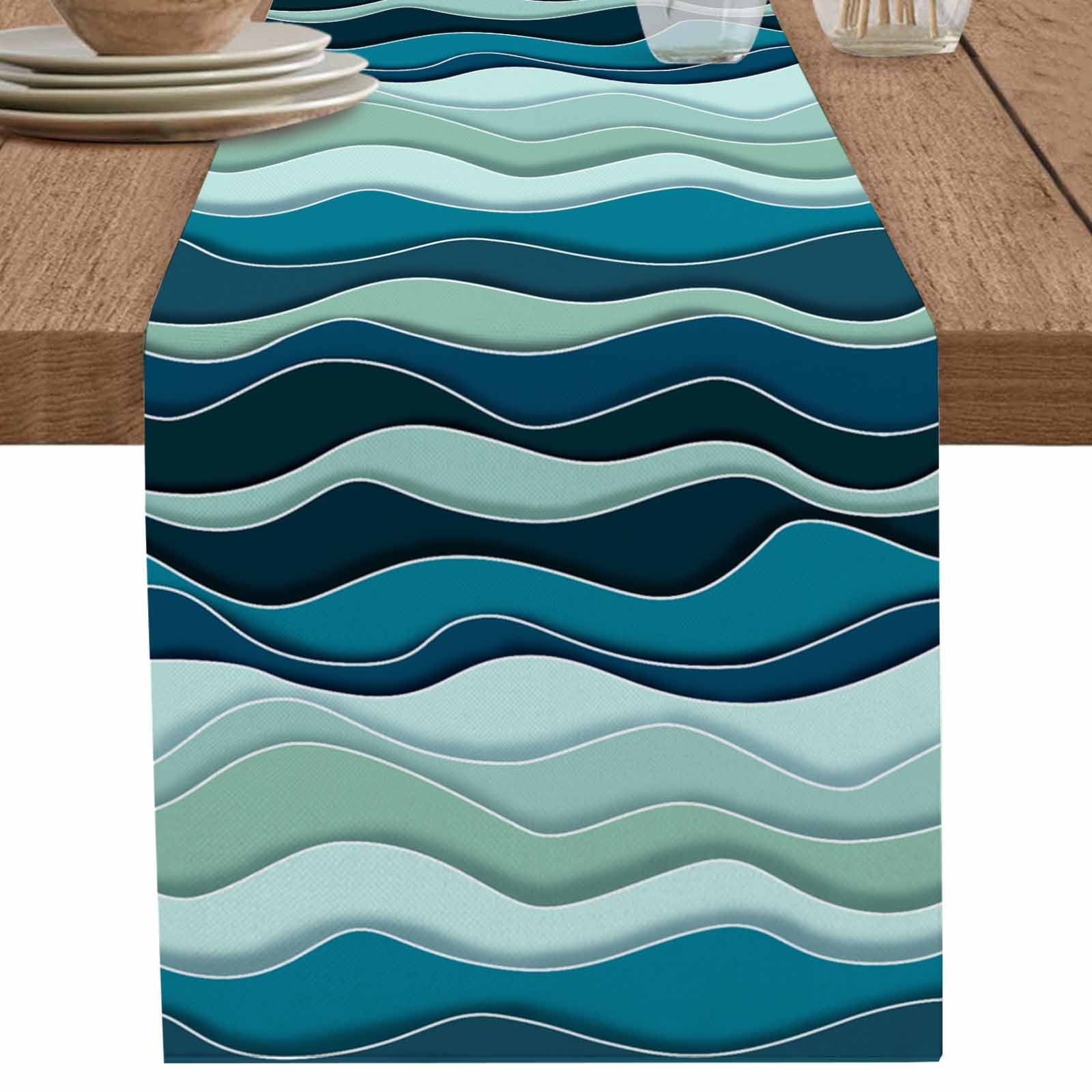 nqOlkjepod Teal Ombre Table Runner 108 Inches Long Farmhouse Dress ...