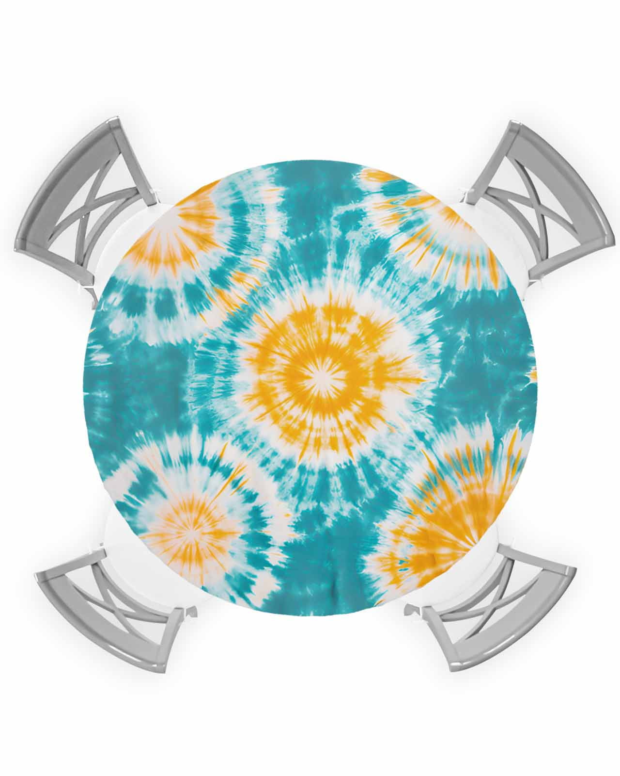 nqOlkjepod Teal Orange Tie-Dye Round Tablecloth, Fitted Table Cover ...