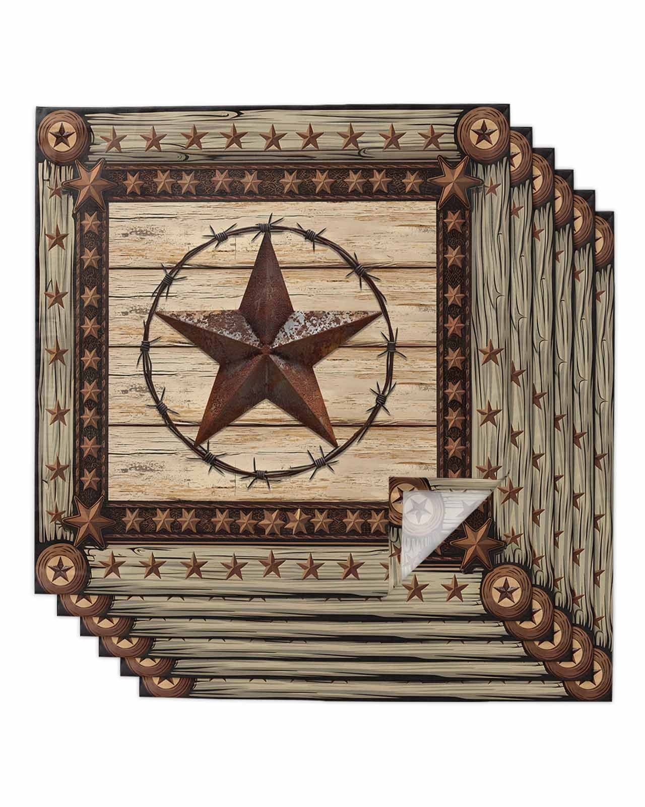 nqOlkjepod Texas Star Brown Cloth Napkins Set of 6 Reusable Dinner ...