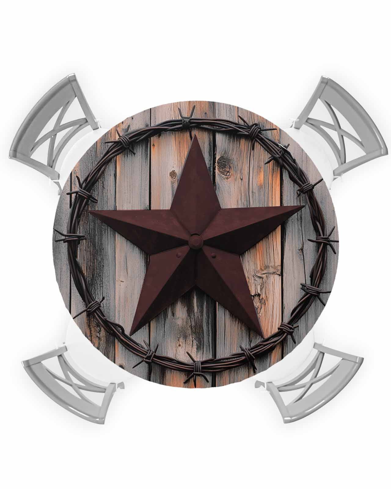 nqOlkjepod Texas Star Brown Round Tablecloth, Fitted Table Cover with ...