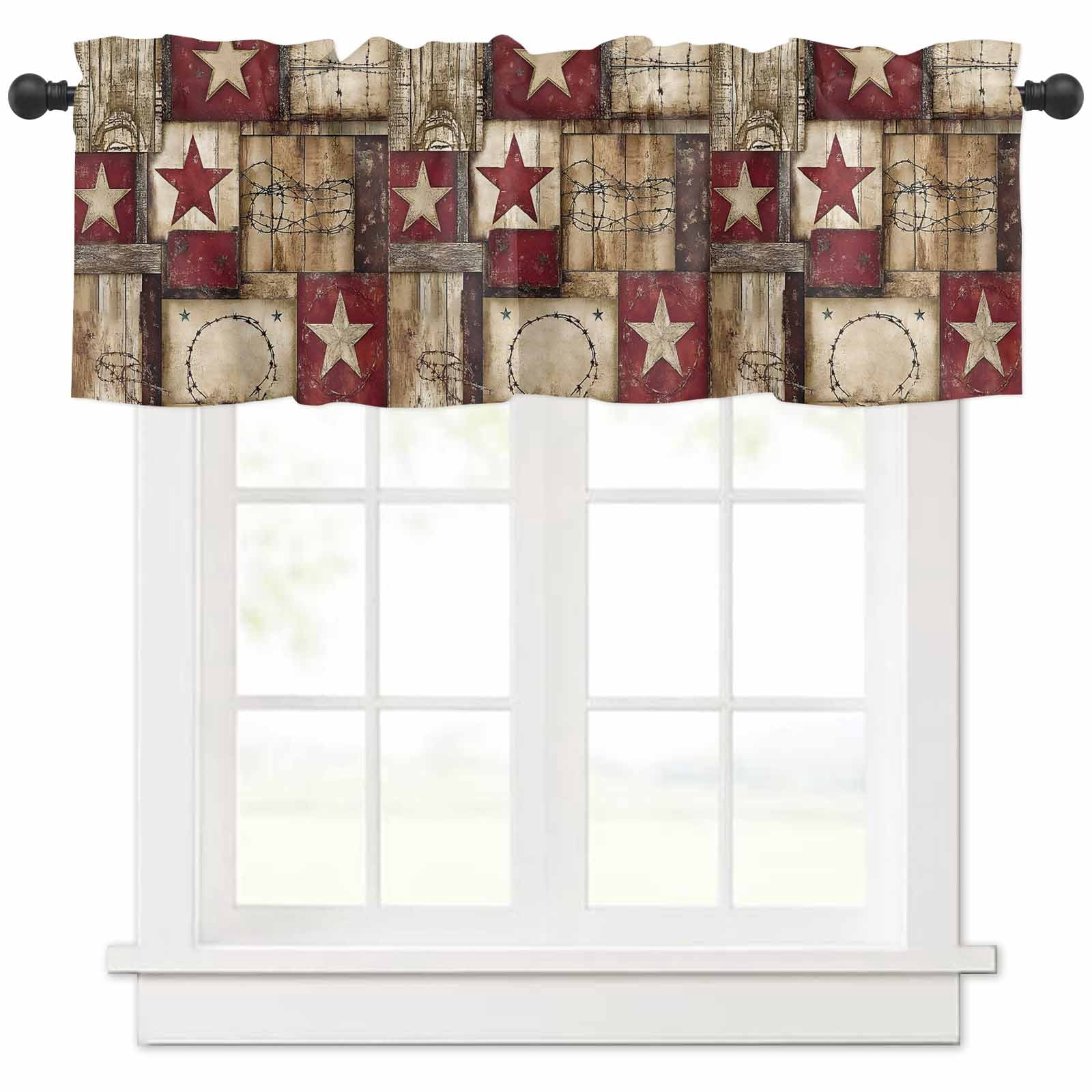 nqOlkjepod Texas Star Farm Farmhouse Short Window Curtain Valances ...