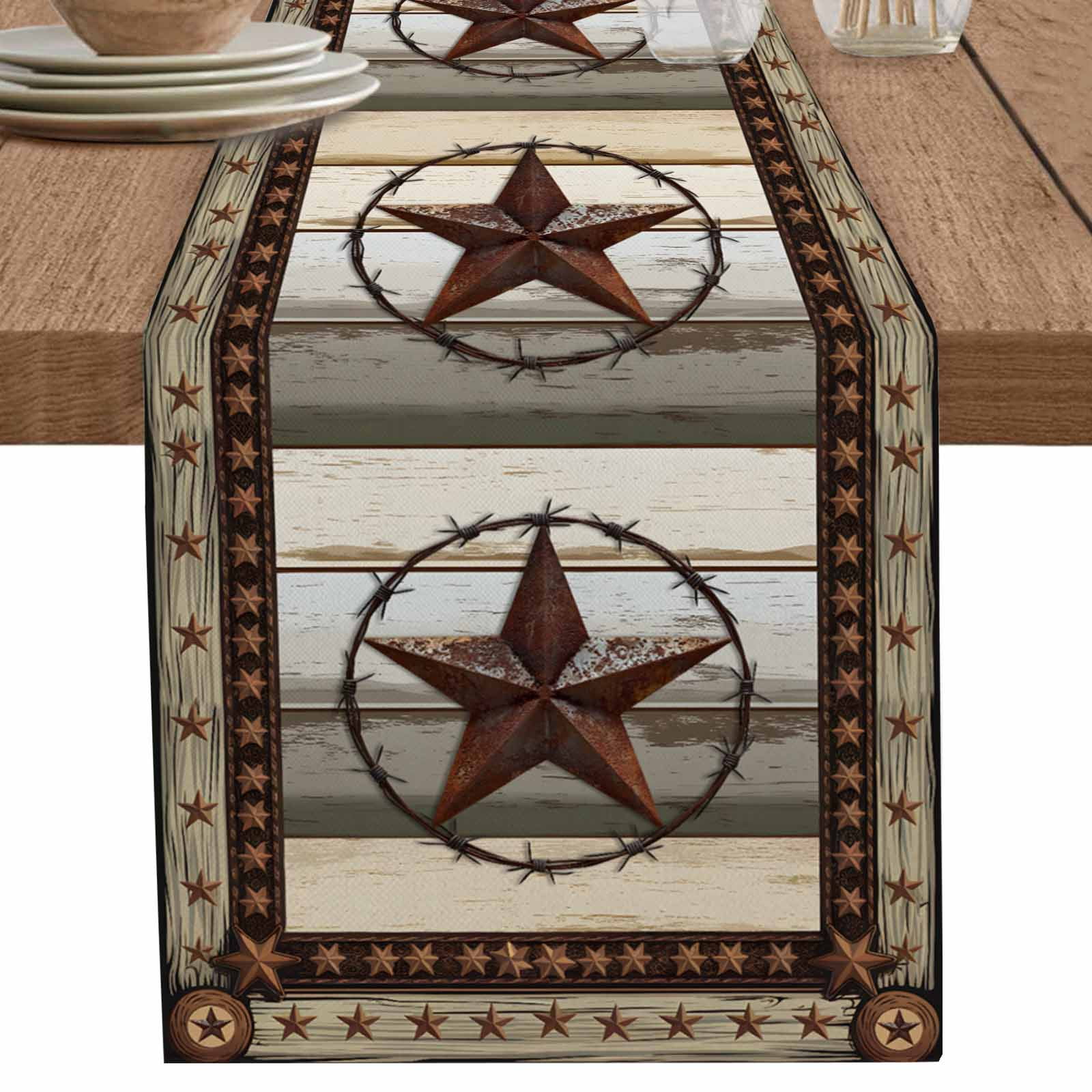 nqOlkjepod Texas Star Farm Table Runner 120 Inches Long Farmhouse Dress ...