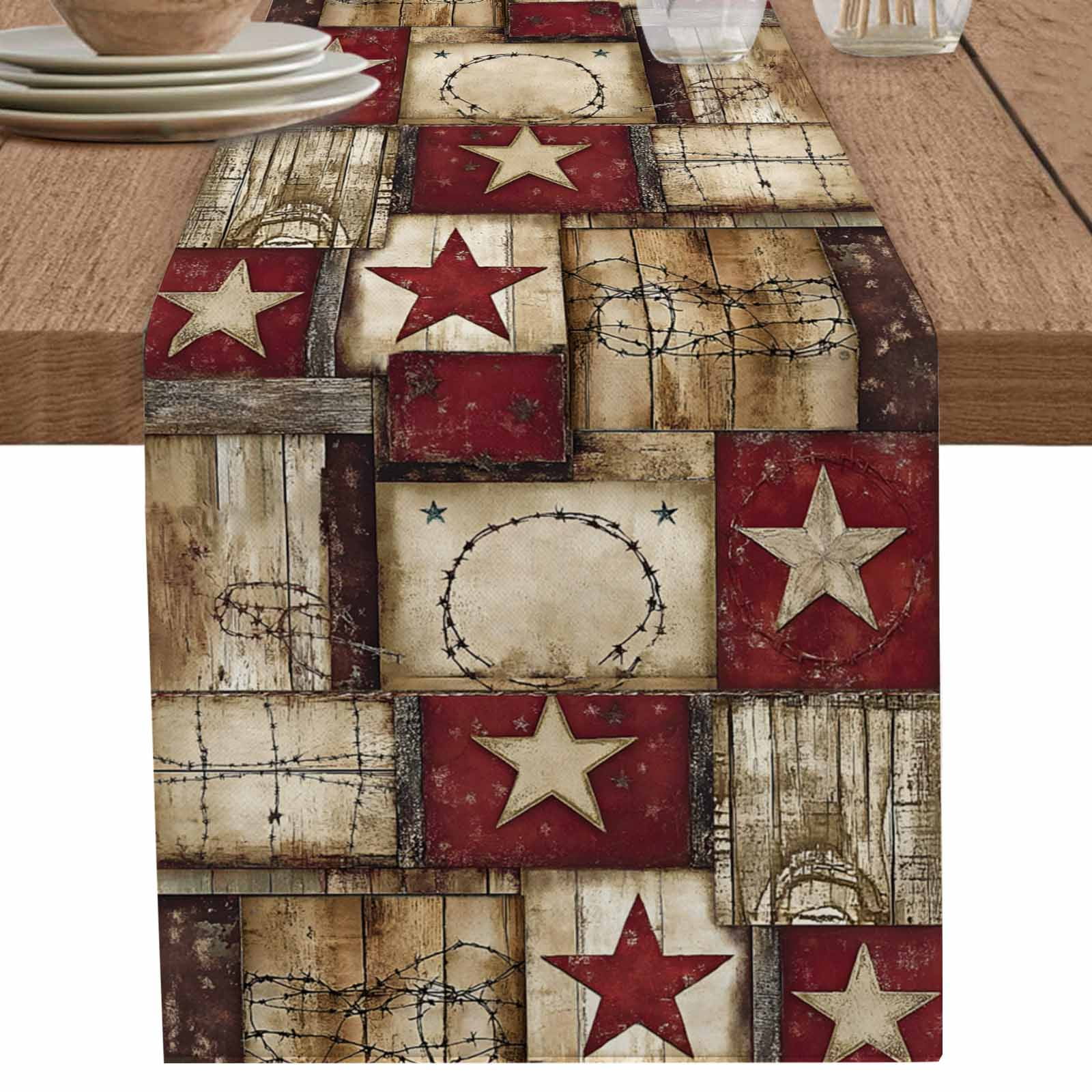 nqOlkjepod Texas Star Farm Table Runner 70 Inches Long Farmhouse Dress ...
