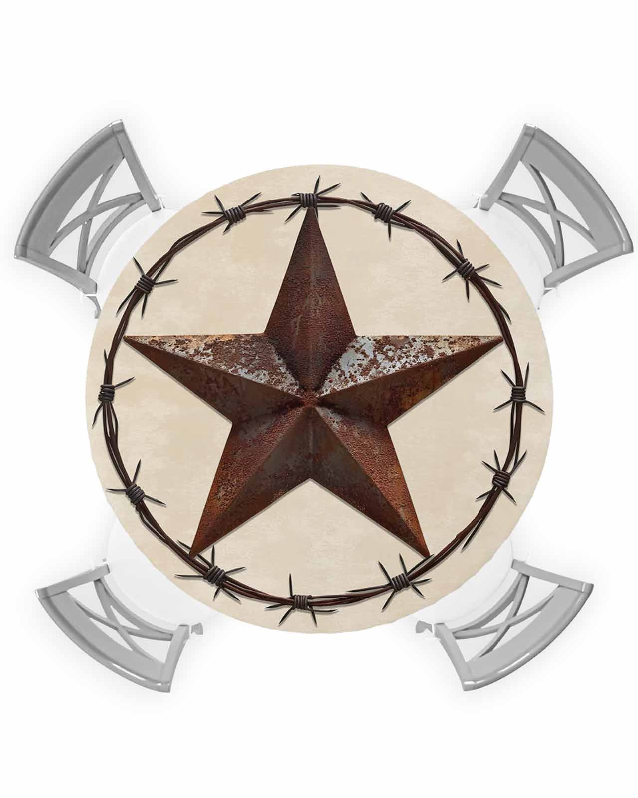 nqOlkjepod Texas Star Farmhouse Round Tablecloth, Fitted Table Cover ...