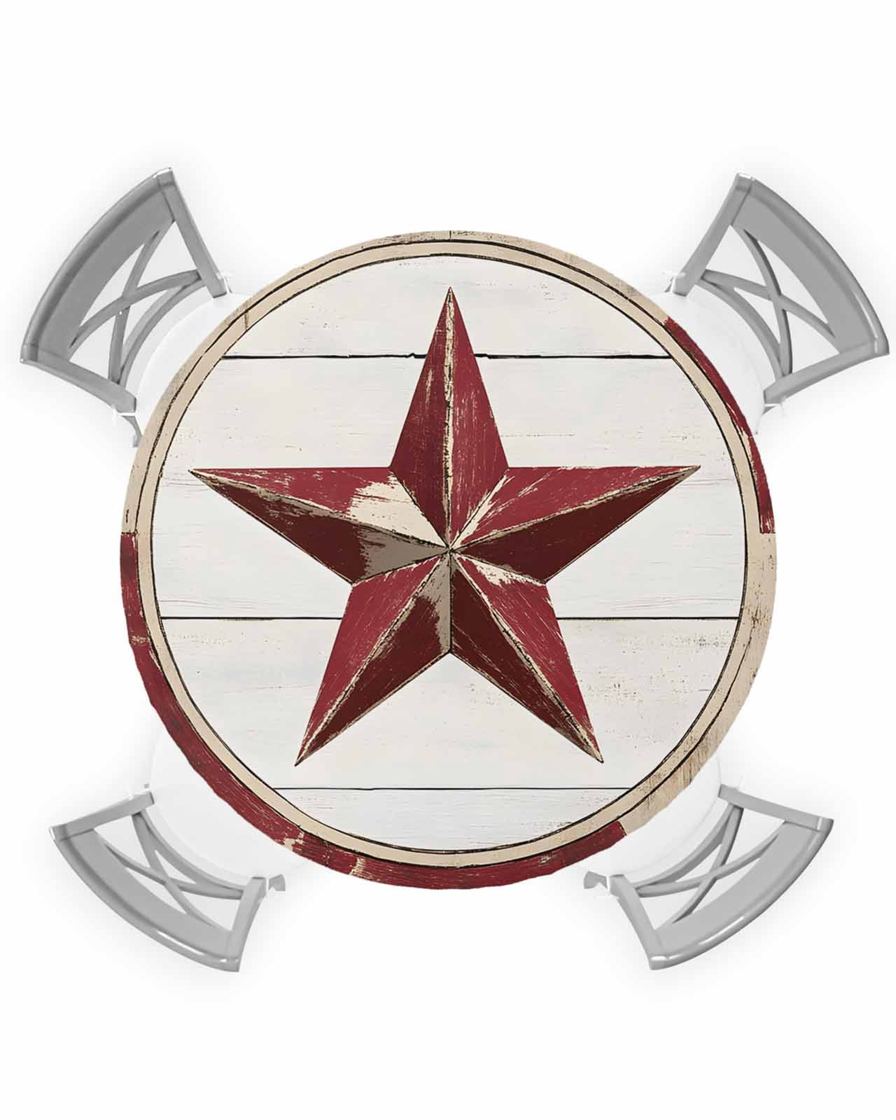 nqOlkjepod Texas Star Red Round Tablecloth, Fitted Table Cover with ...
