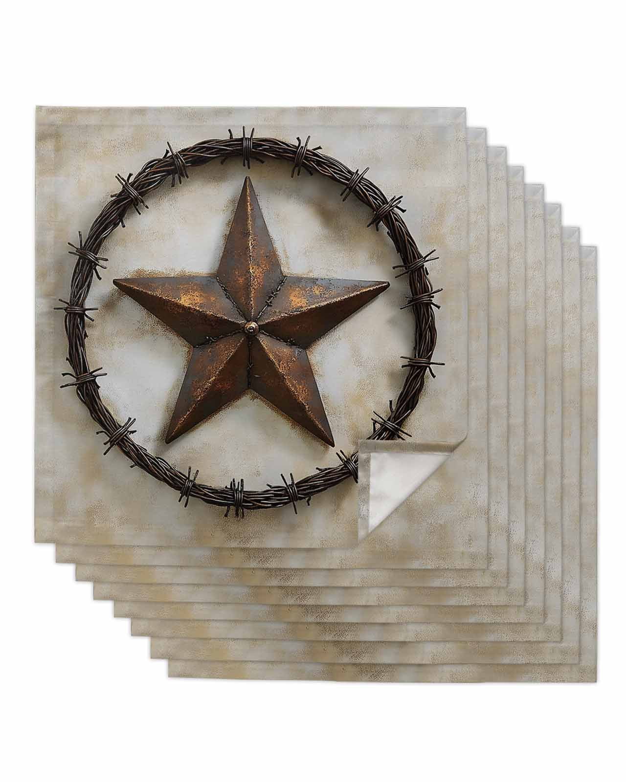 nqOlkjepod Texas Star Retro Cloth Napkins Set of 8 Reusable Dinner ...