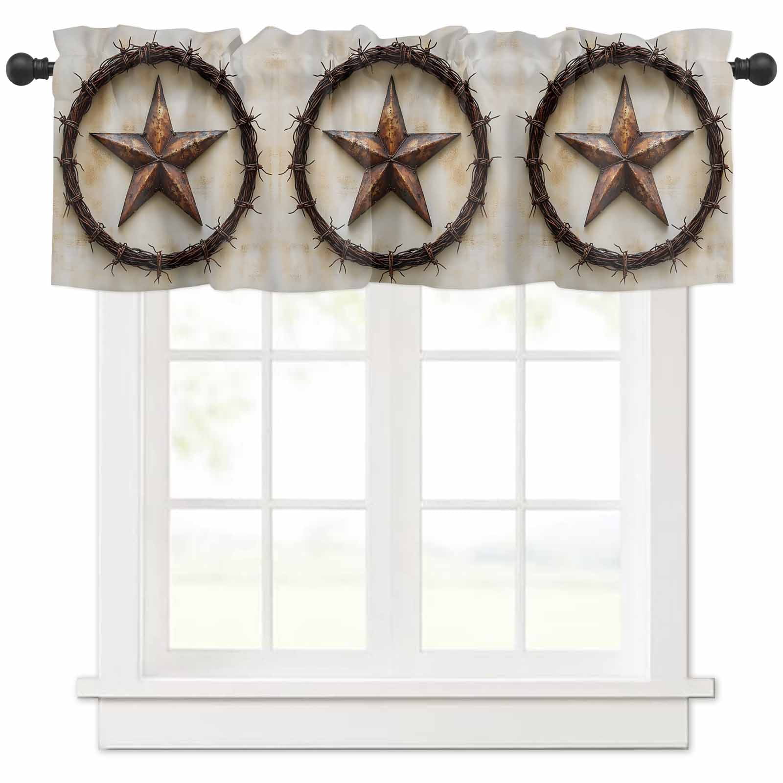 nqOlkjepod Texas Star Rustic Farmhouse Short Window Curtain Valances ...