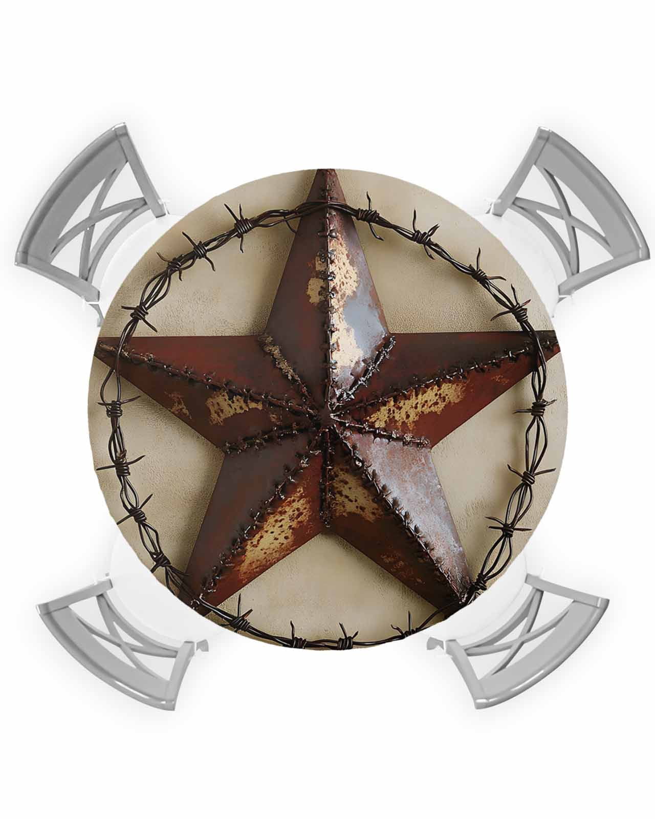 nqOlkjepod Texas Star Rustic Round Tablecloth, Fitted Table Cover with ...