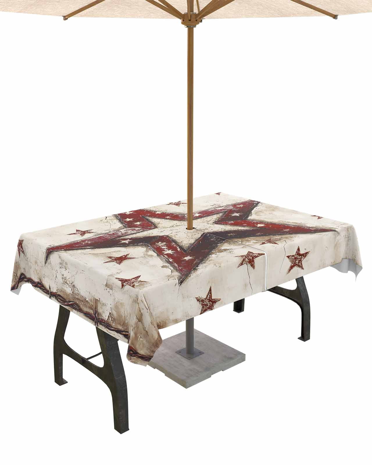 nqOlkjepod Texas Star Western Outdoor Tablecloth with Umbrella Hole ...