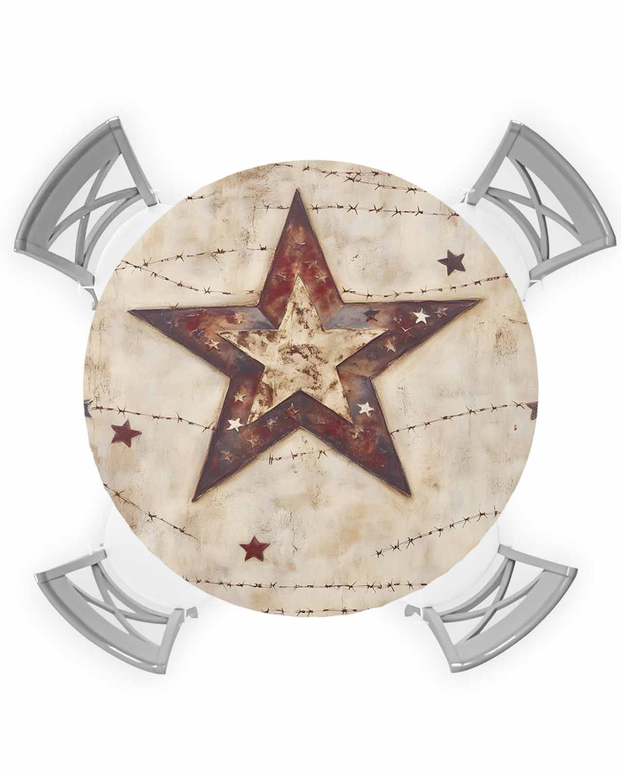 nqOlkjepod Texas Star Western Round Tablecloth, Fitted Table Cover with ...
