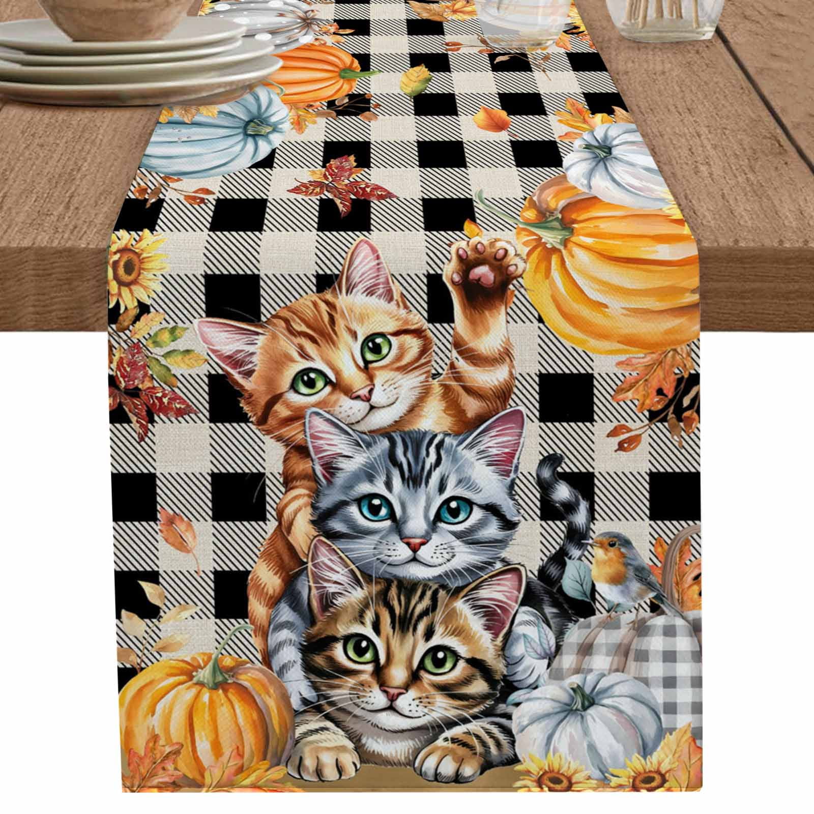 nqOlkjepod Thanksgiving Fall Pumpkins Table Runner 36 Inches Long ...
