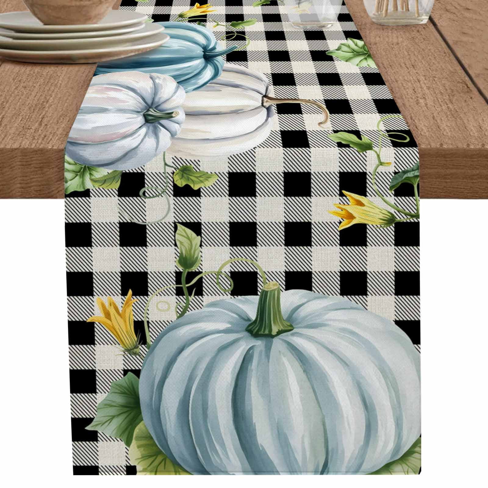 nqOlkjepod Thanksgiving Pumpkin Table Runner 108 Inches Long Farmhouse ...