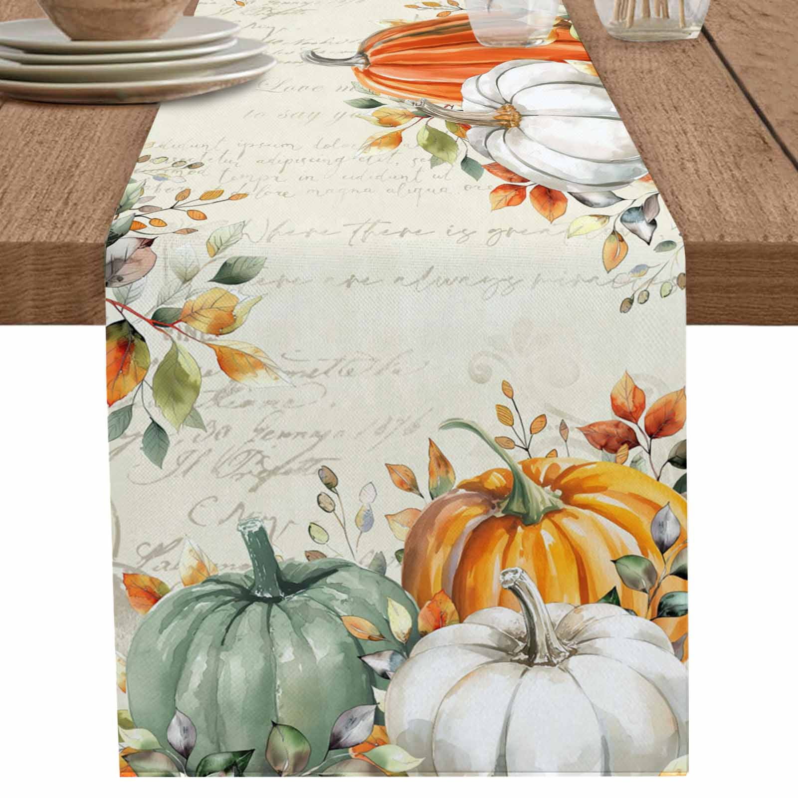 nqOlkjepod Thanksgiving Table Runner 36 Inches Long Farmhouse Dress ...