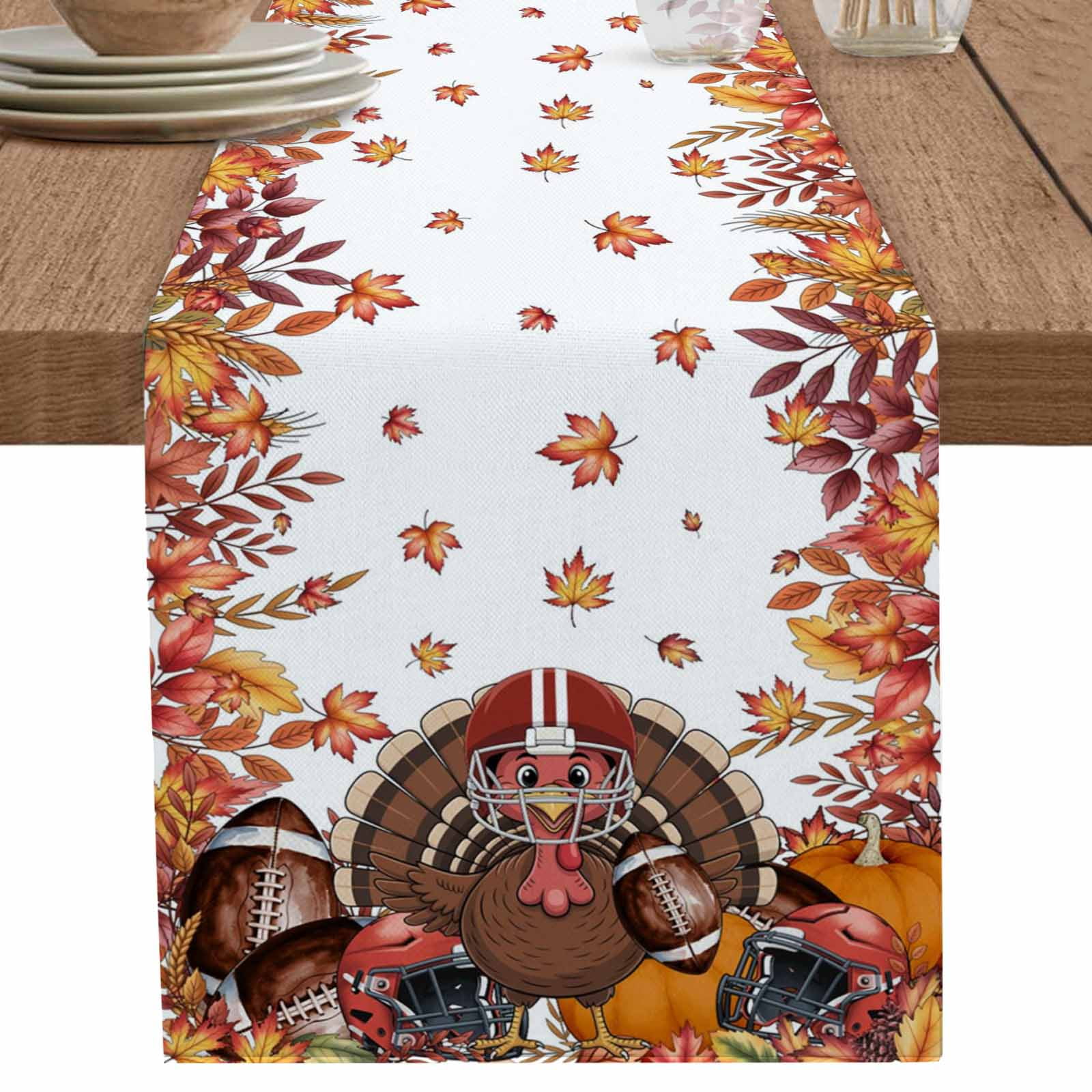 nqOlkjepod Thanksgiving Turkey Table Runner 70 Inches Long Farmhouse ...