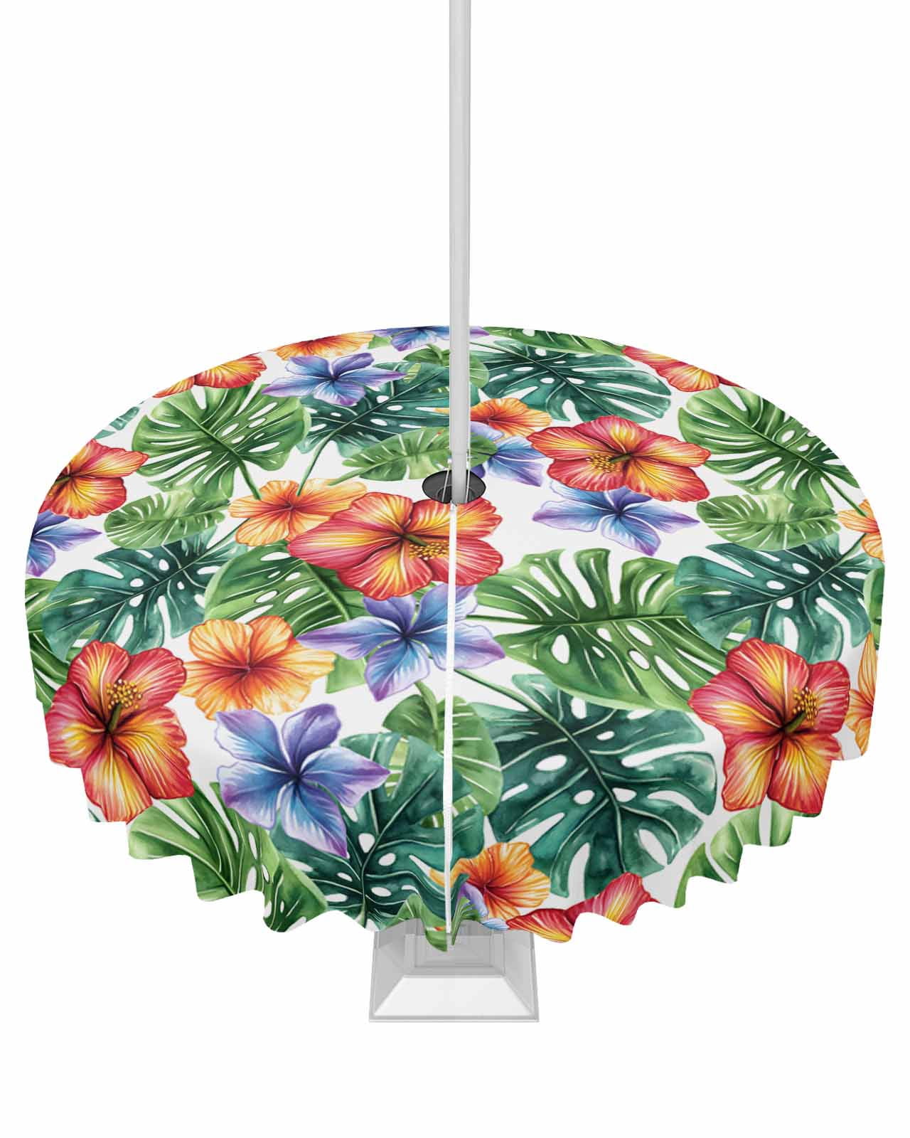 nqOlkjepod Tropical Botanical Outdoor Tablecloth with Umbrella Hole ...