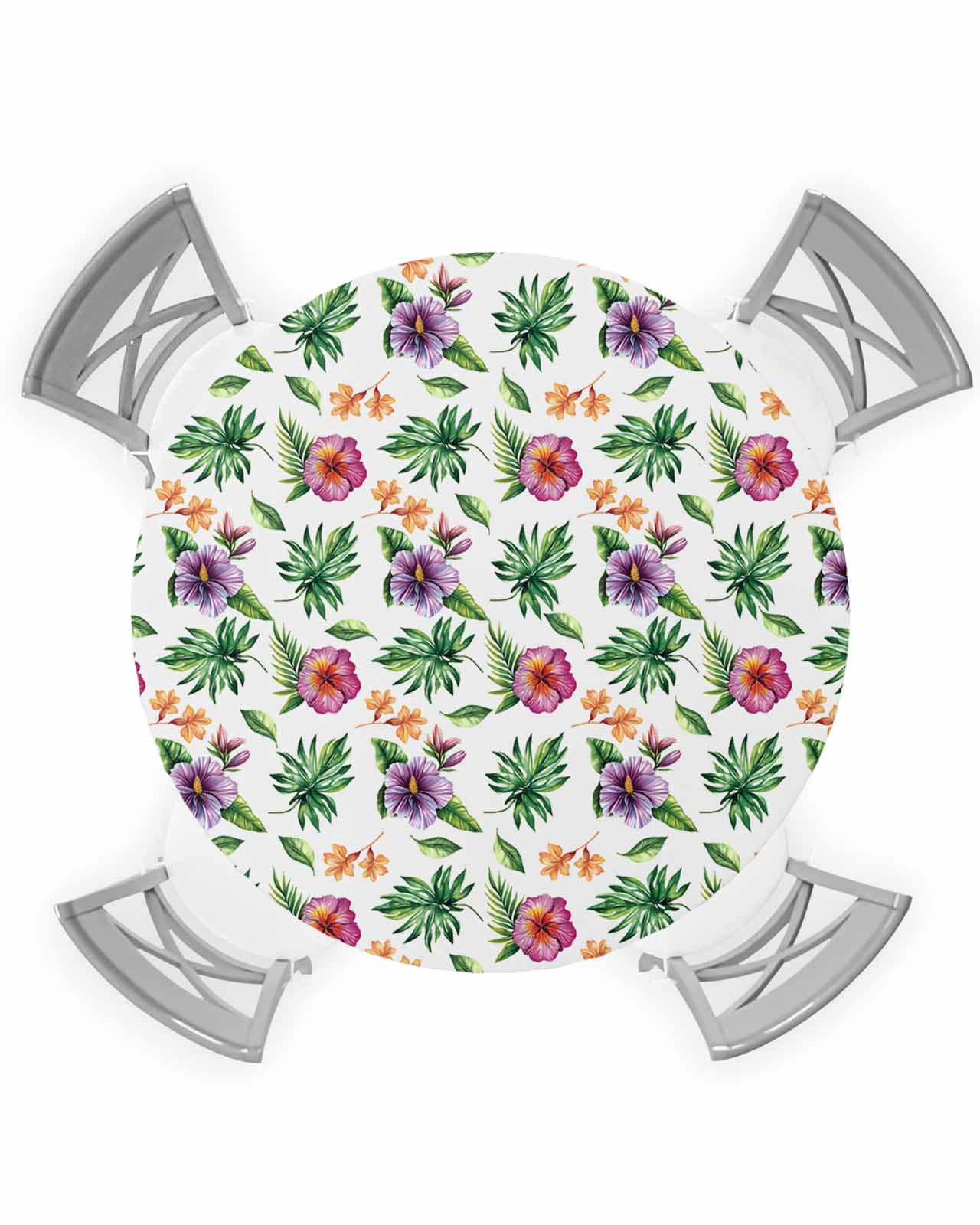 nqOlkjepod Tropical Botanical Round Tablecloth, Fitted Table Cover with ...