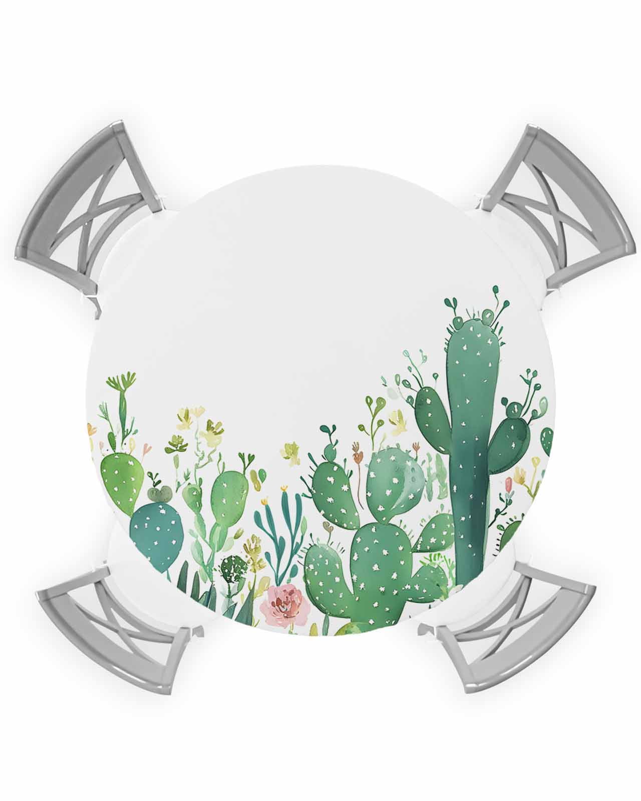 nqOlkjepod Tropical Cactus Round Tablecloth, Fitted Table Cover with ...