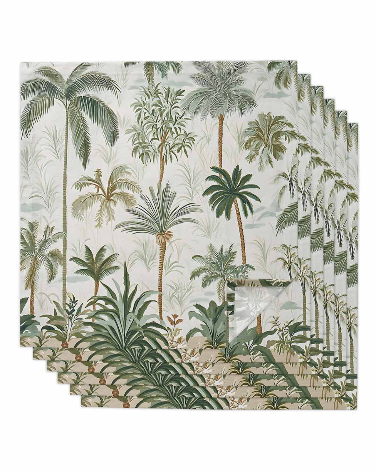 nqOlkjepod Tropical Green Palm Tree Cloth Napkins Set of 6 Reusable ...